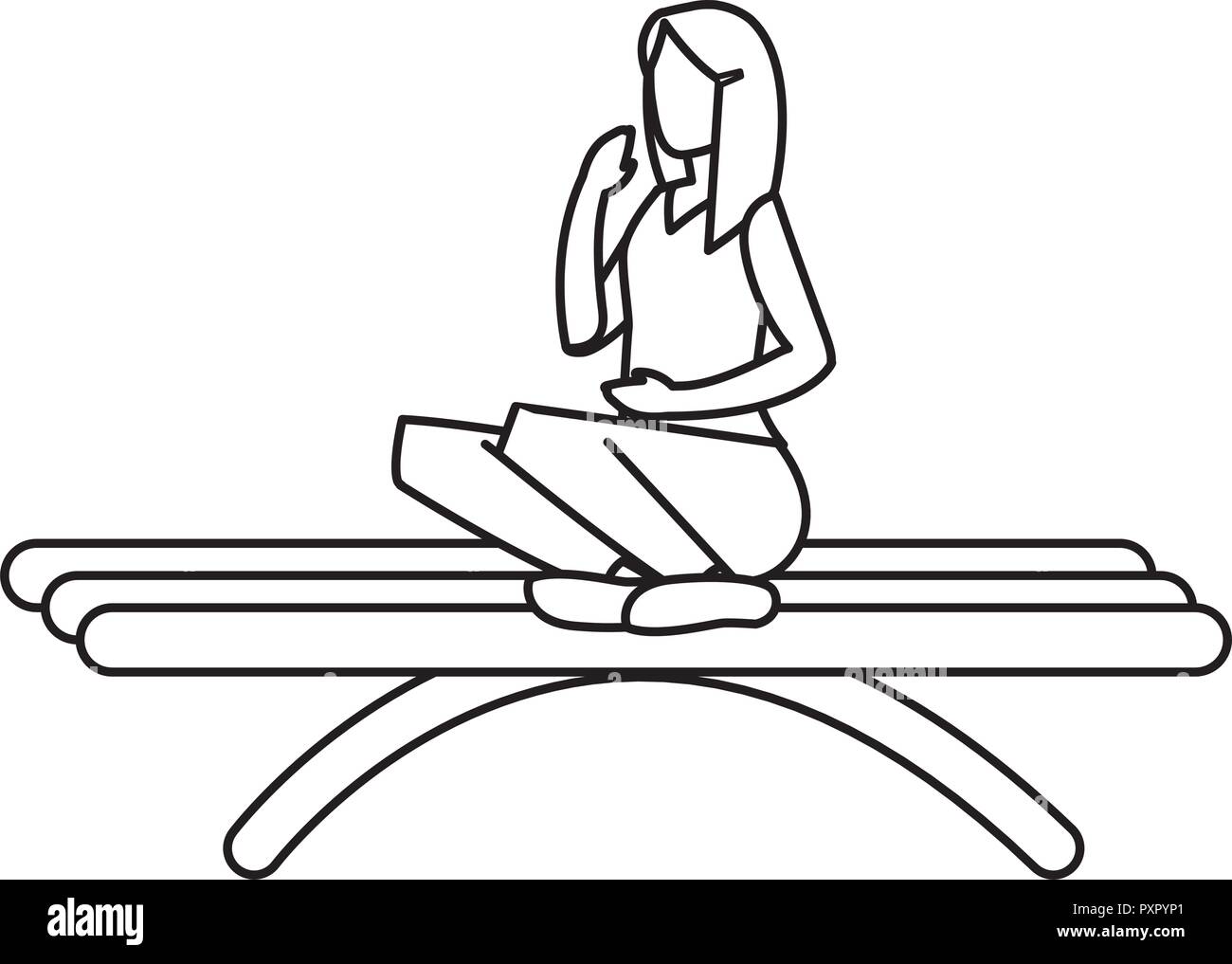 woman sitting on bench icon over white background, vector illustration ...