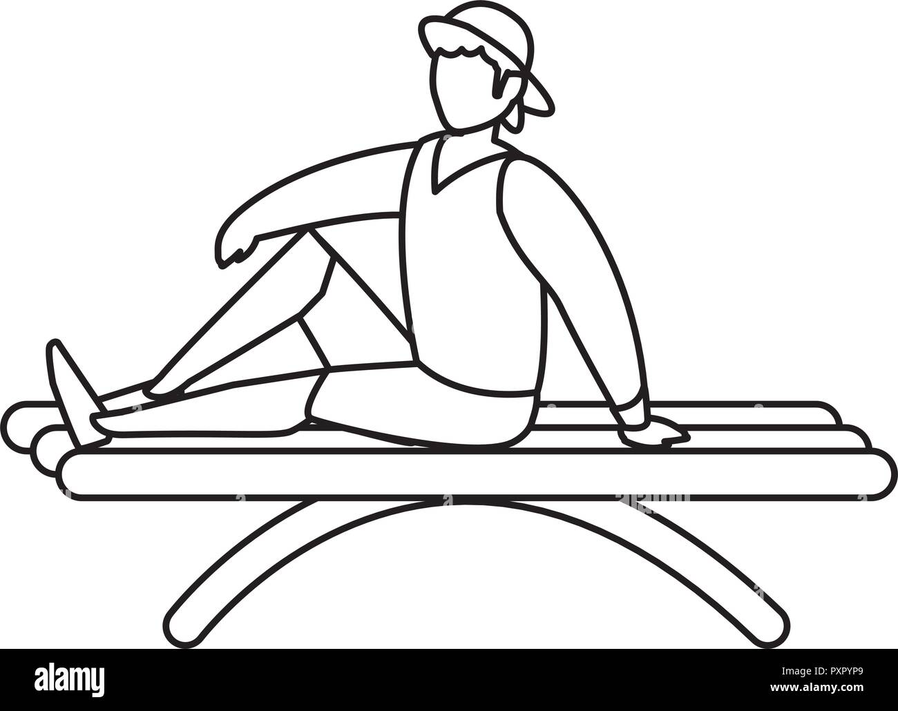 man sitting on bench over white background, vector illustration Stock ...