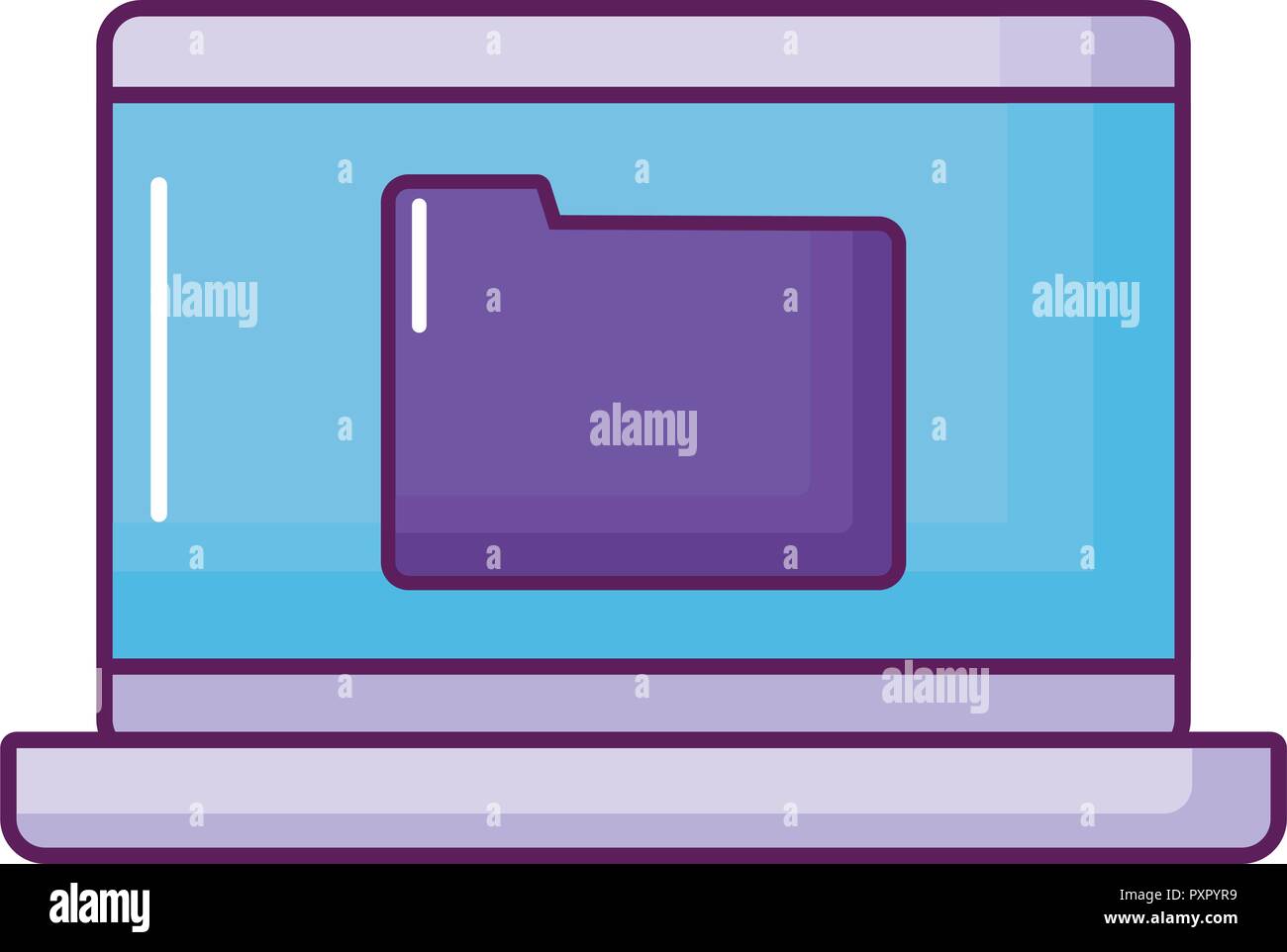 laptop computer with folder icon over white background, vector ...