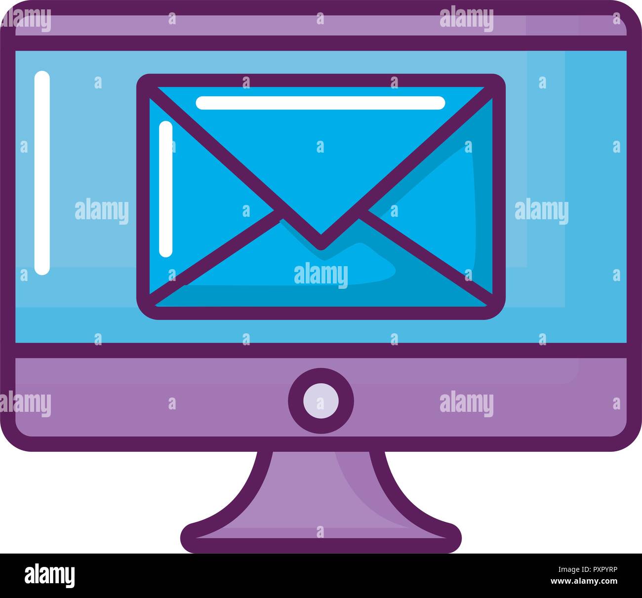 computer with folder icon over white background, vector illustration ...