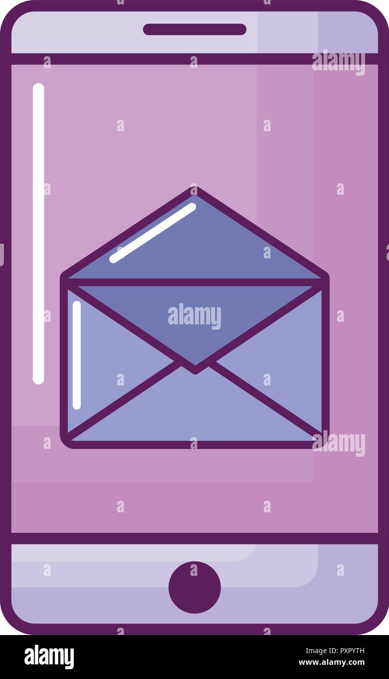 cellphone and envelope icon over white background, vector illustration ...