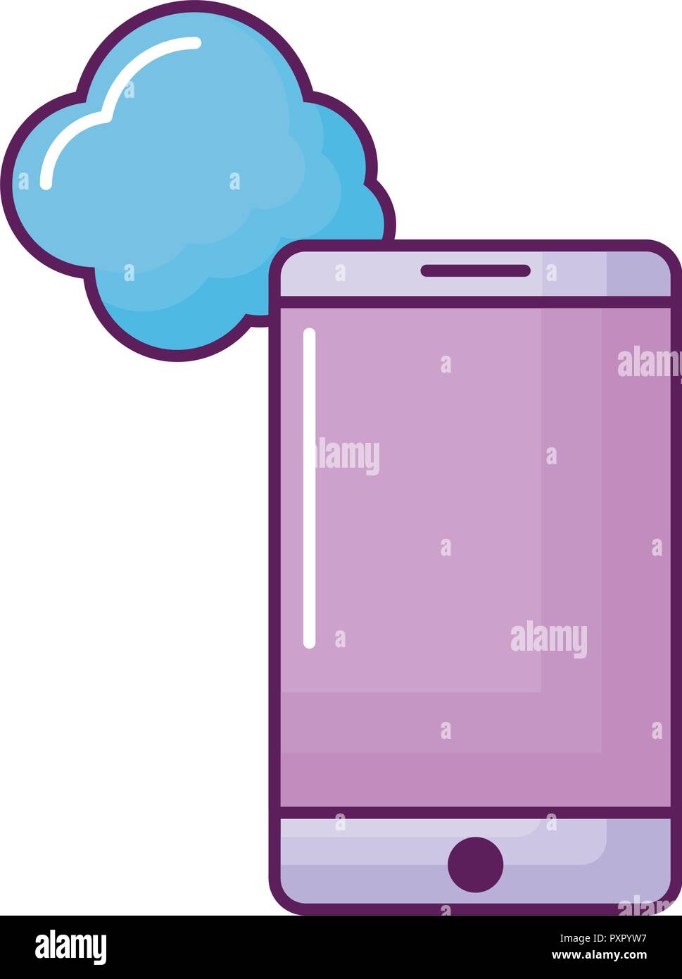 cellphone and cloud over white background, vector illustration Stock ...