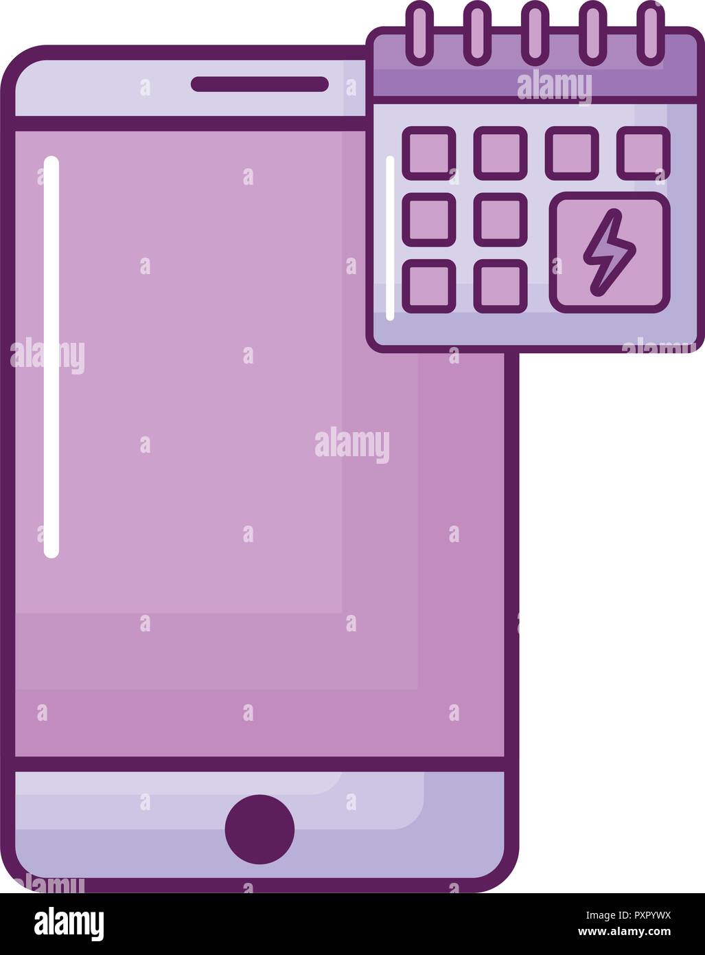 cellphone and calendar over white background, vector illustration Stock ...