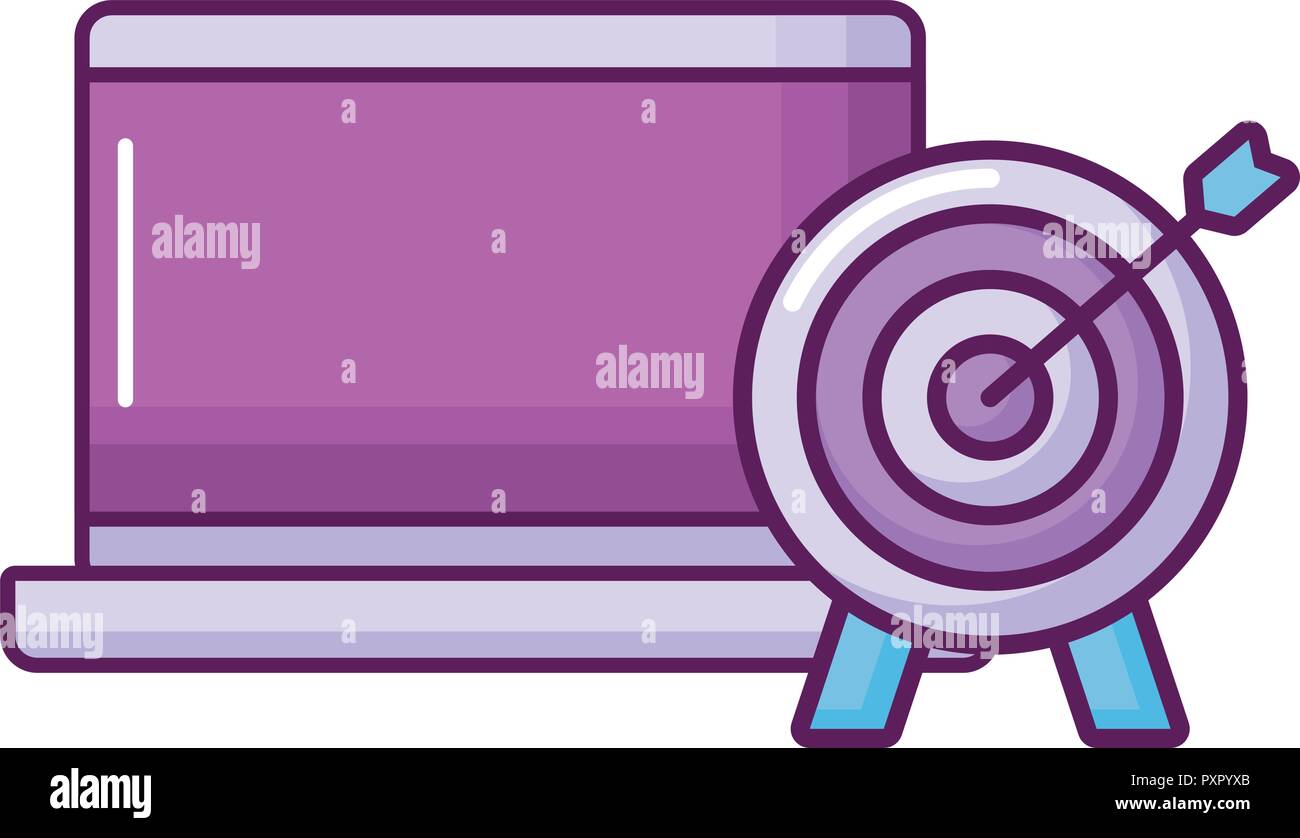 laptop computer and target over white background, vector illustration ...