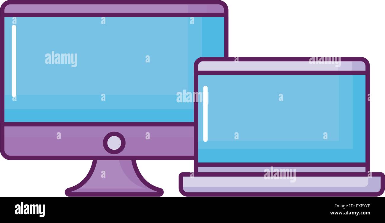 computer and laptop computer over white background, vector illustration ...