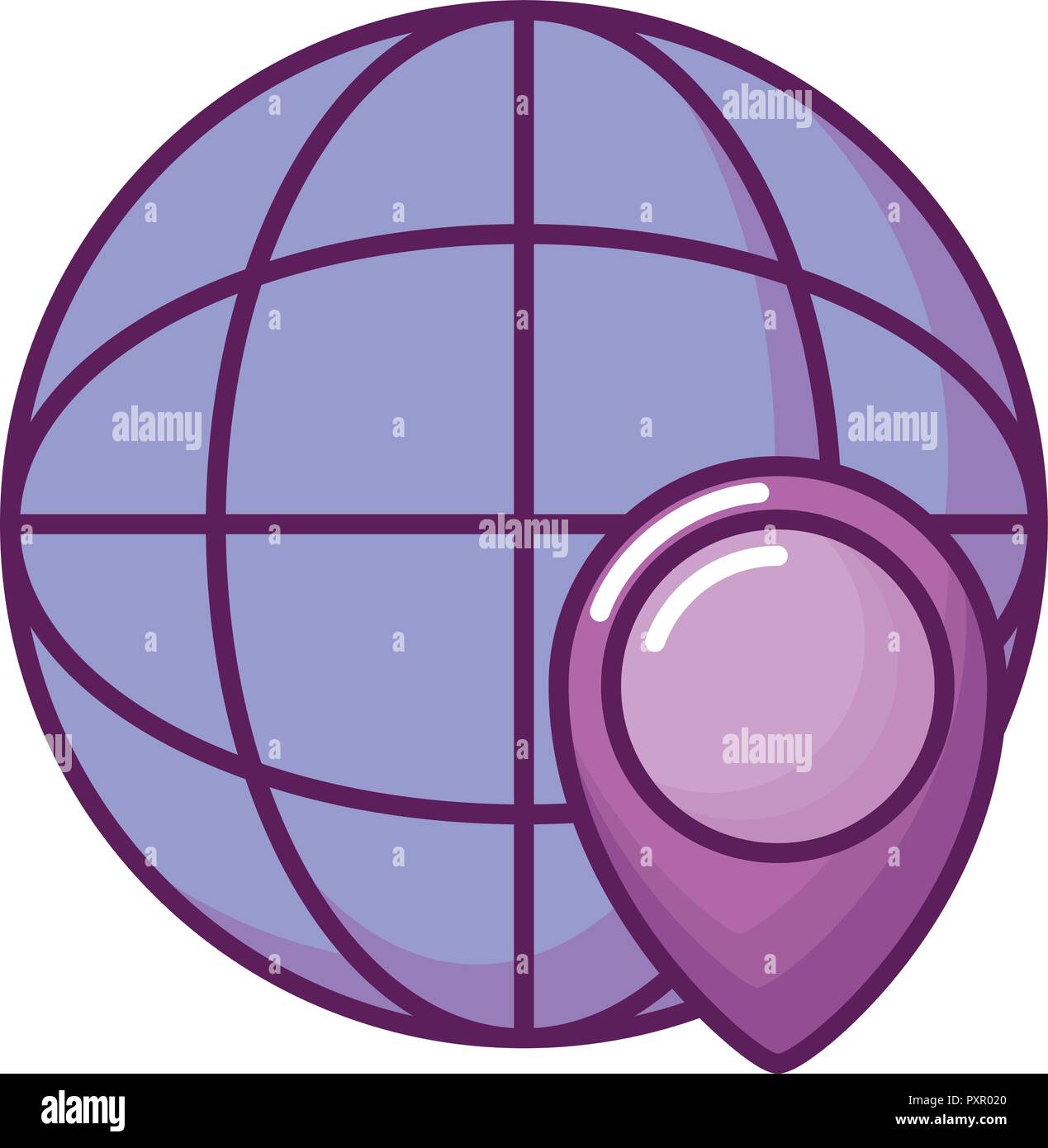 global sphere and location pin over white background, vector ...