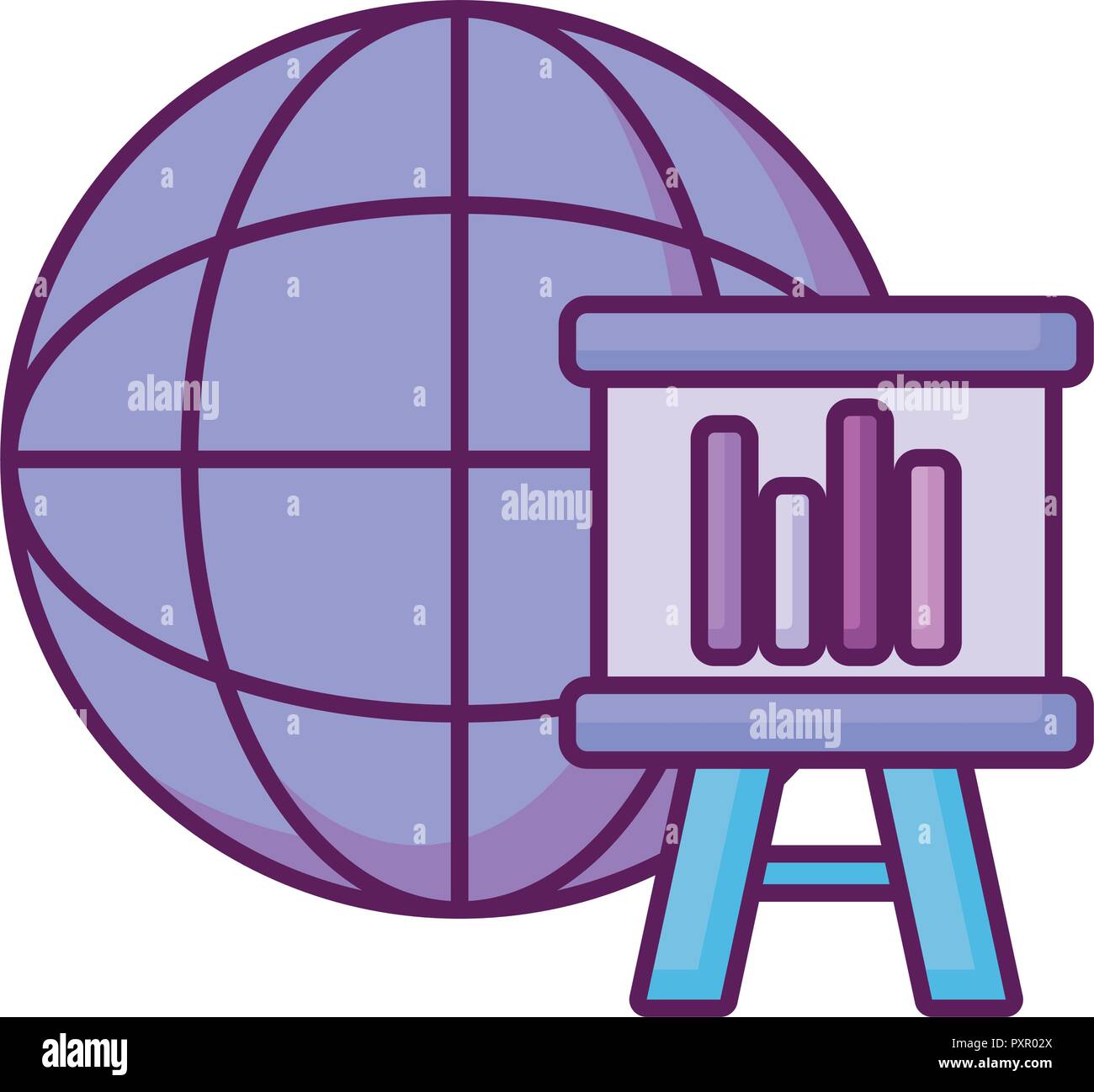 global sphere and graphic chart over white background, vector ...