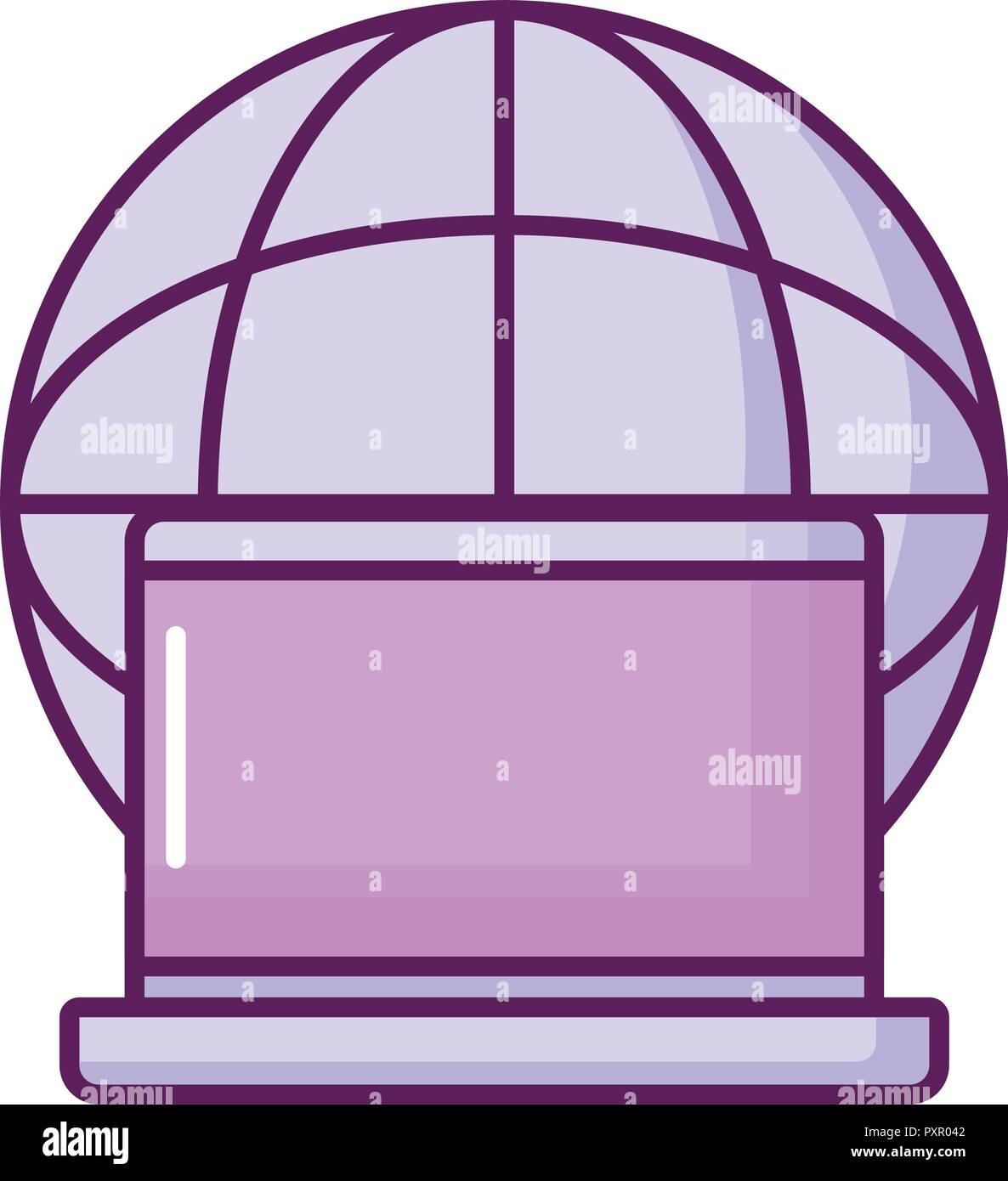 laptop computer and global sphere over white background, vector ...