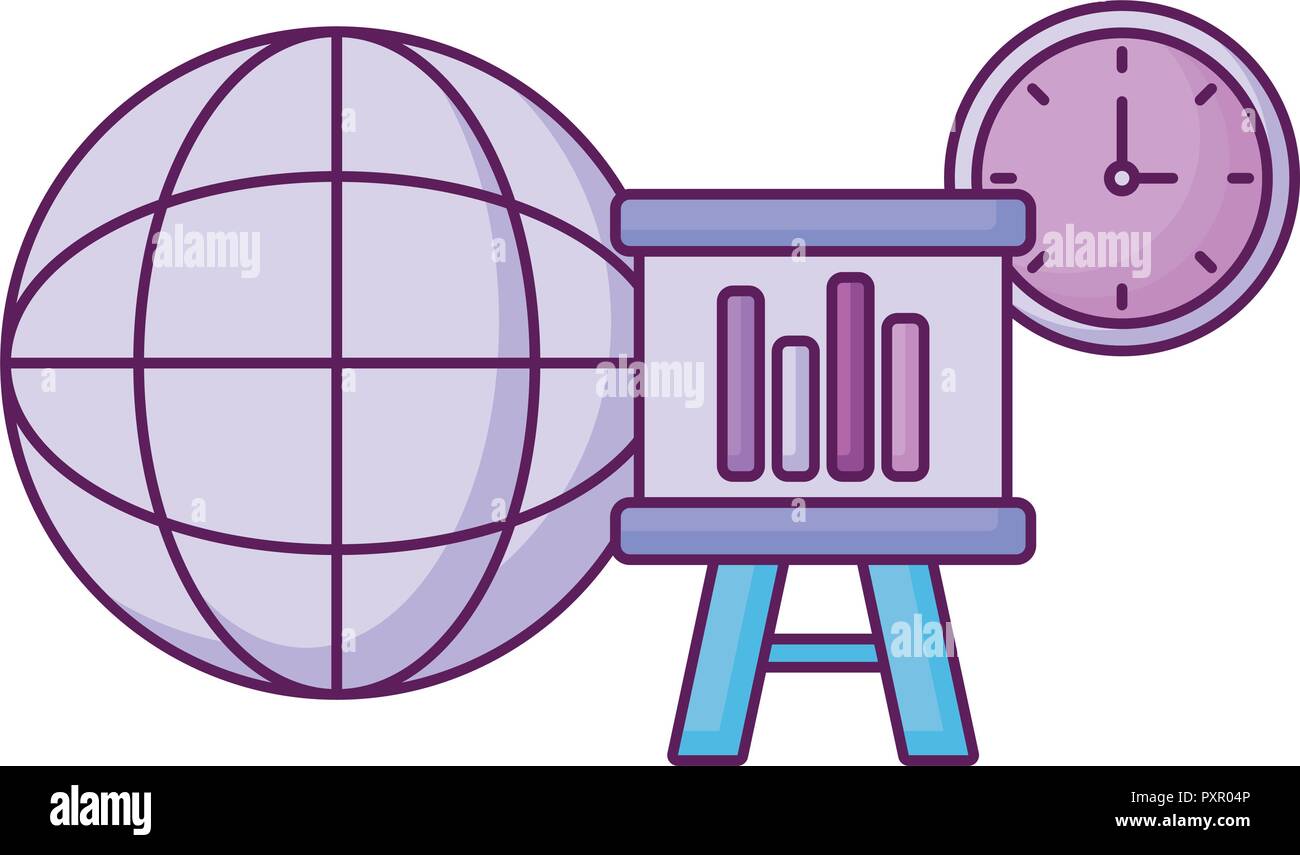 global sphere and graphic chart over white background, vector ...