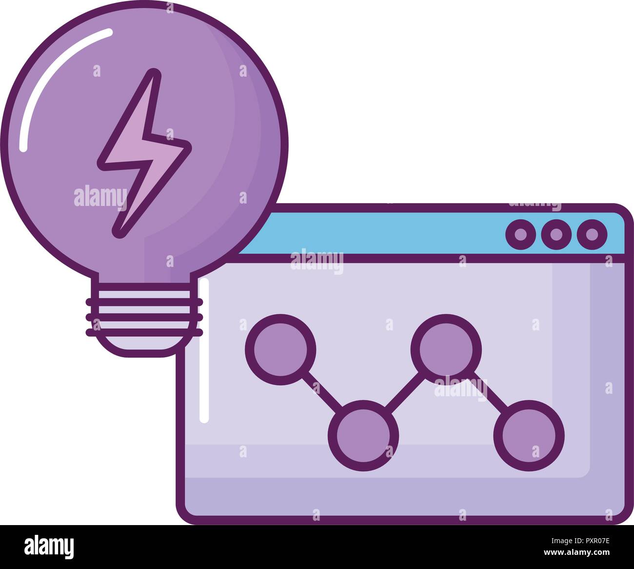 light bulb and web interface over white background, vector illustration ...