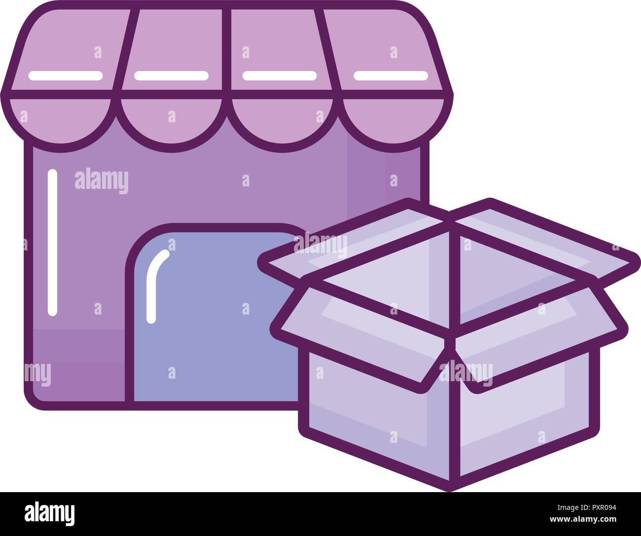 box and store icon over white background, vector illustration Stock ...