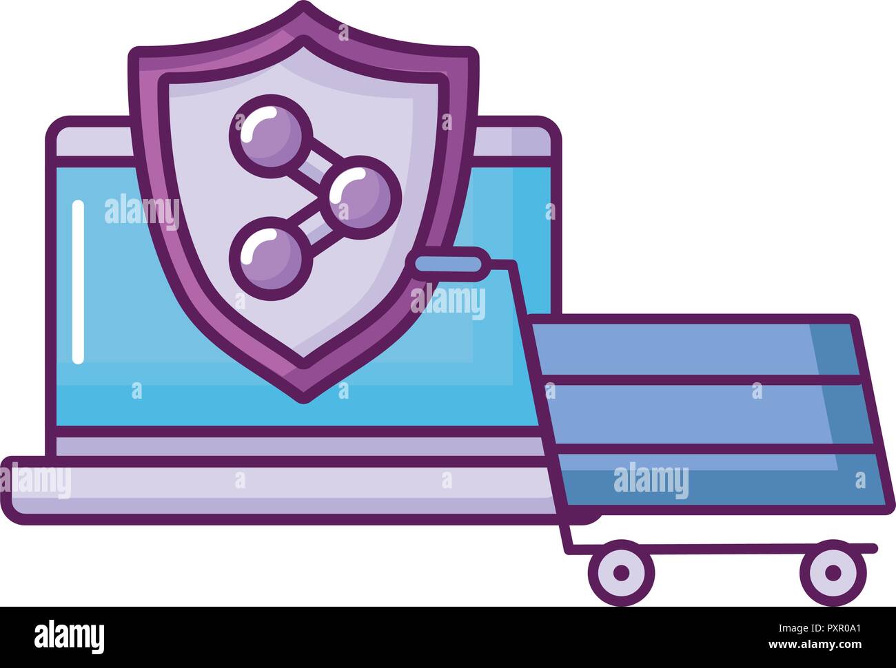 laptop computer and shopping cart icon over white background, vector ...