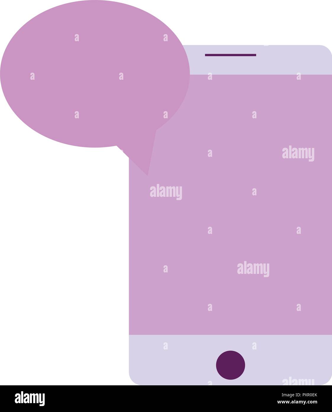 cellphone and speech bubble over white background, vector illustration ...