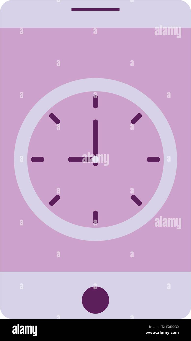 cellphone with clock icon over white background, vector illustration ...