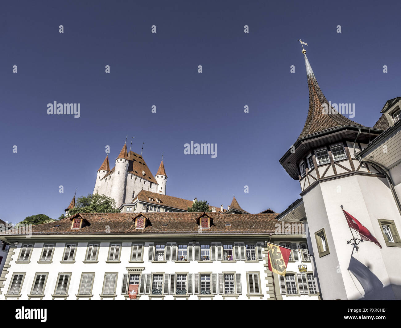 Old Town in Thun and Castle Thun, Bernese Oberland, Canton of Bern ...