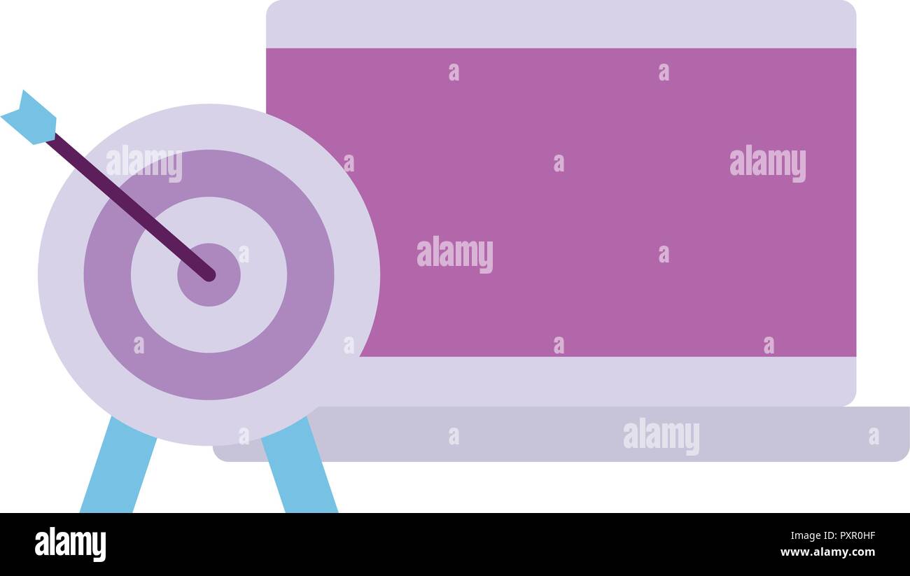 laptop computer and target over white background, vector illustration ...