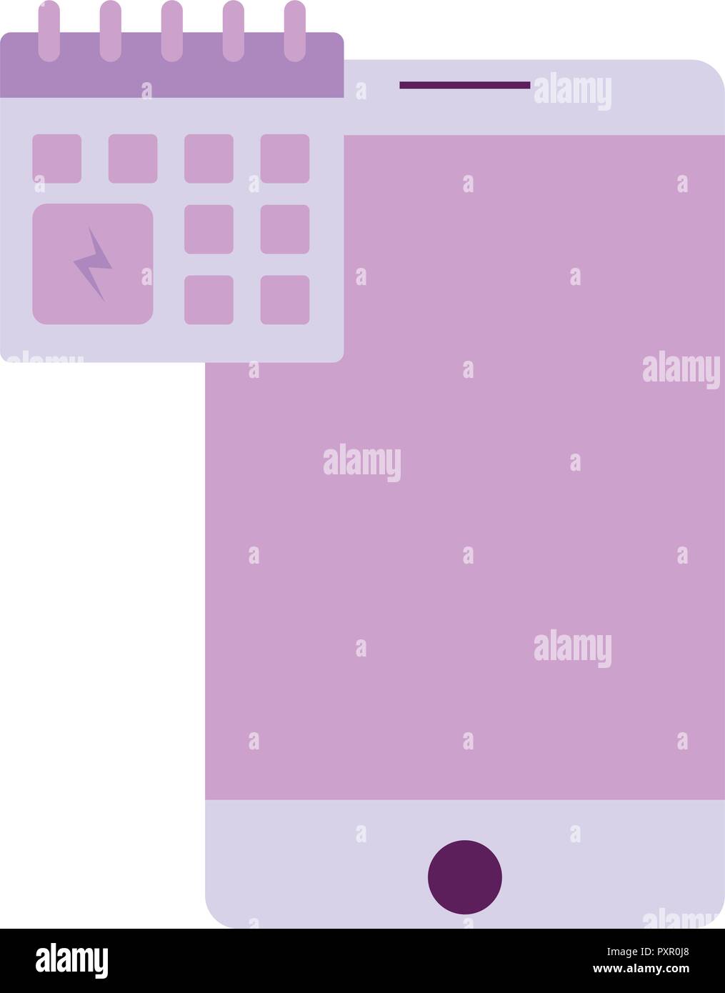 cellphone and calendar over white background, vector illustration Stock ...