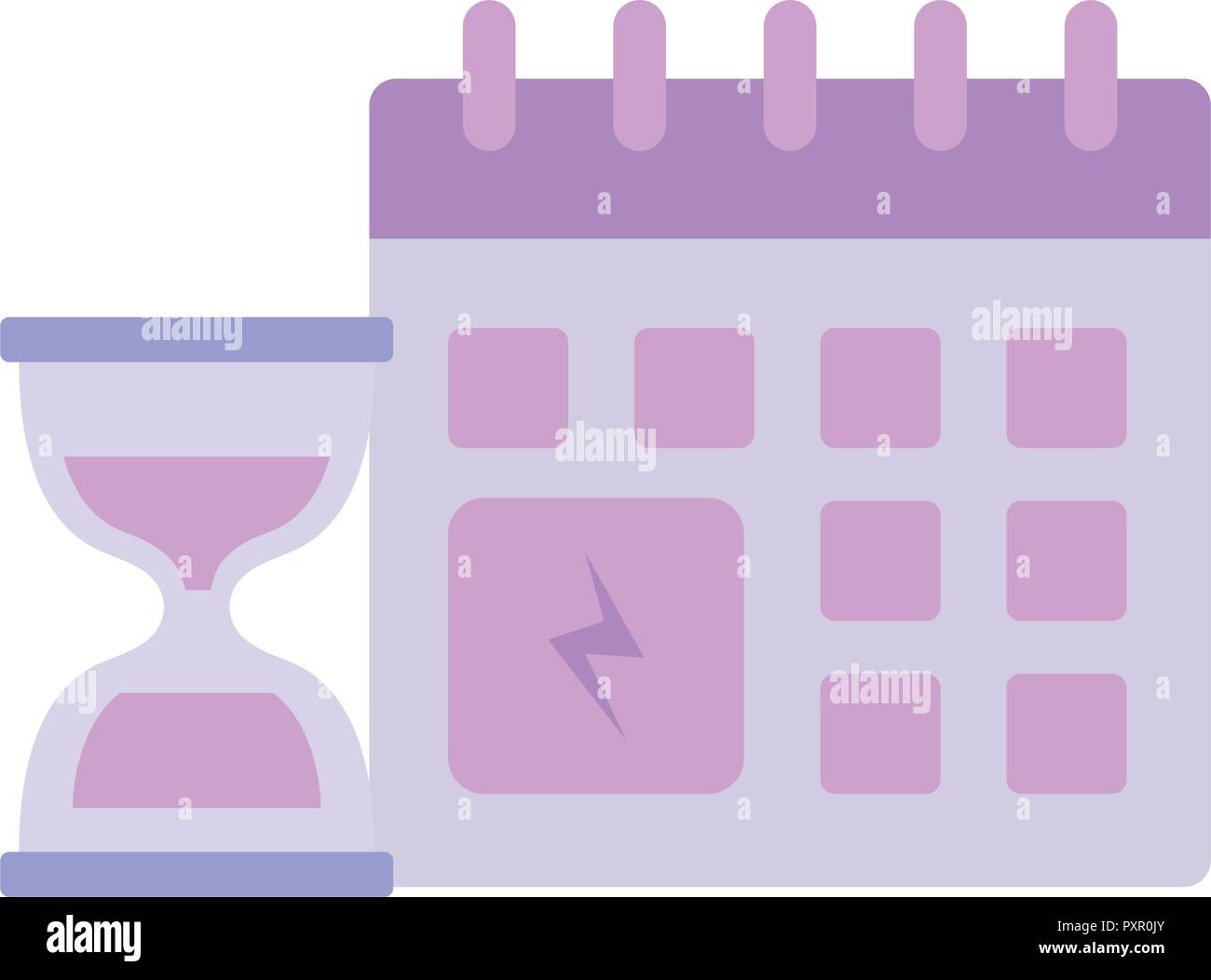 hourglass and calendar planner over white background, vector ...