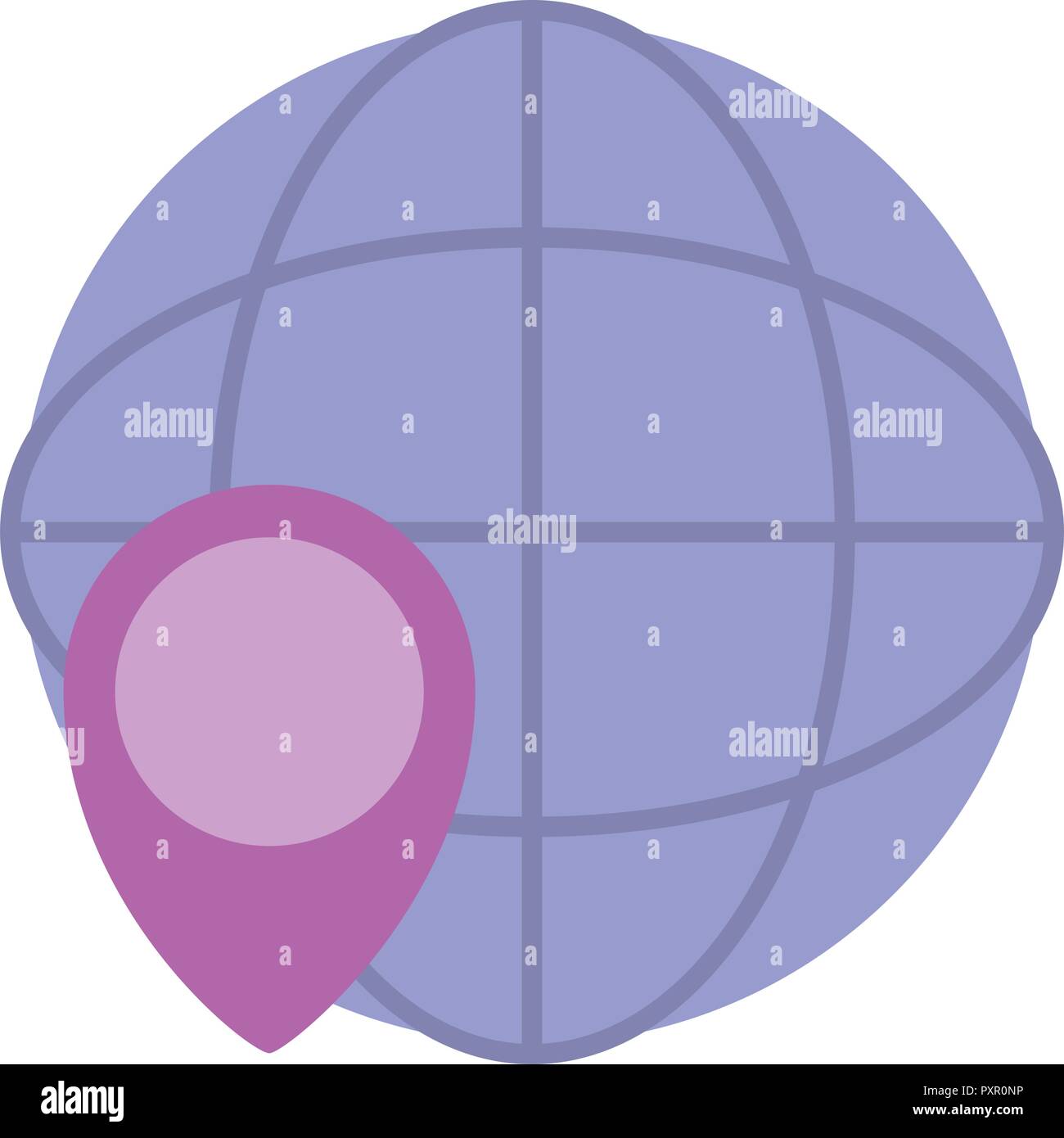 global sphere and location pin over white background, vector ...