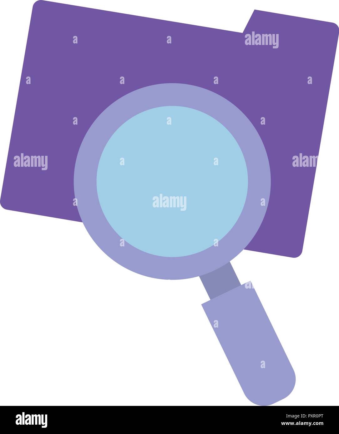 documents folder and magnifying glass over white background, vector ...