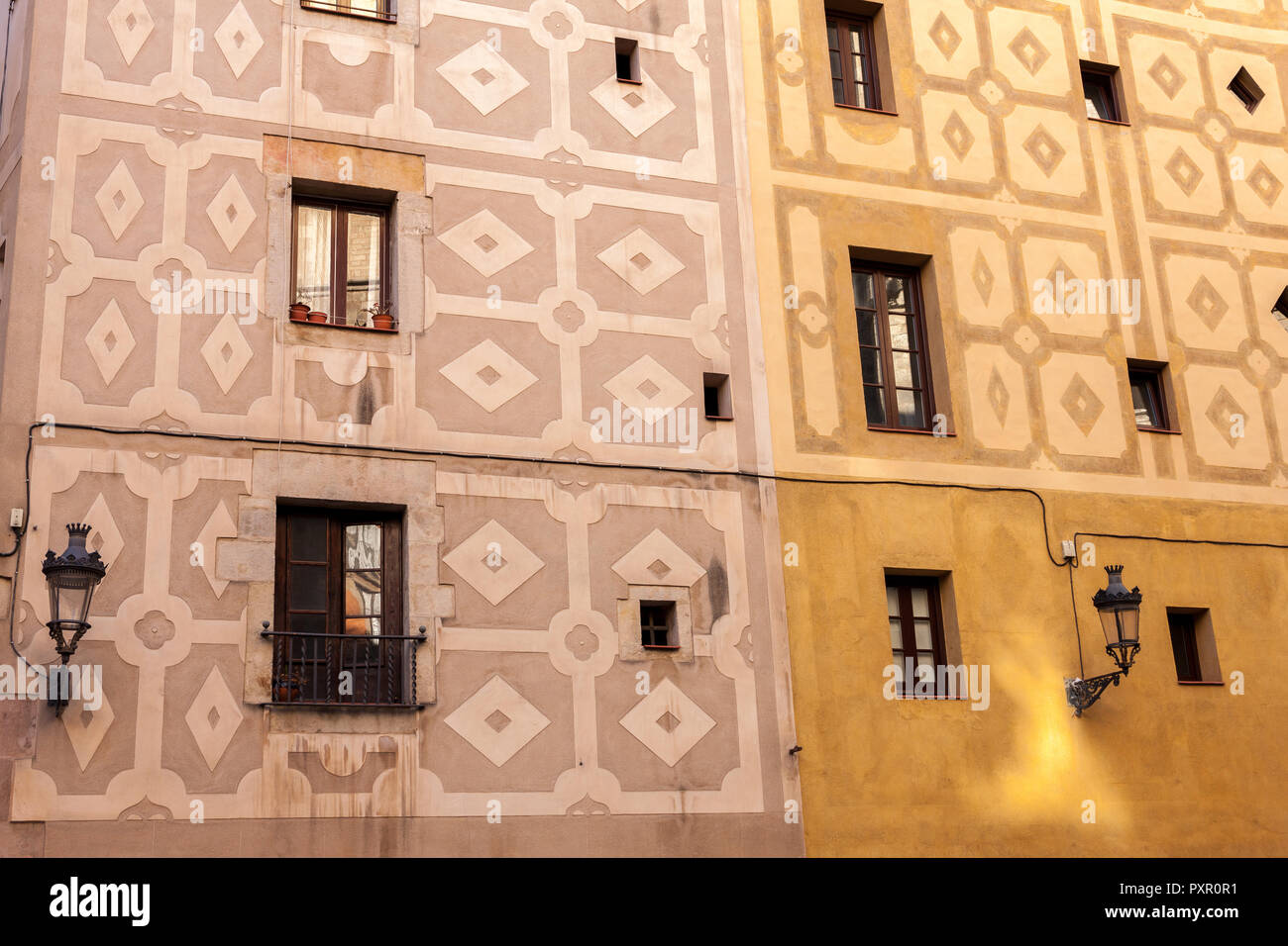 Moorish style painted buildings Barcelona Spain Stock Photo - Alamy