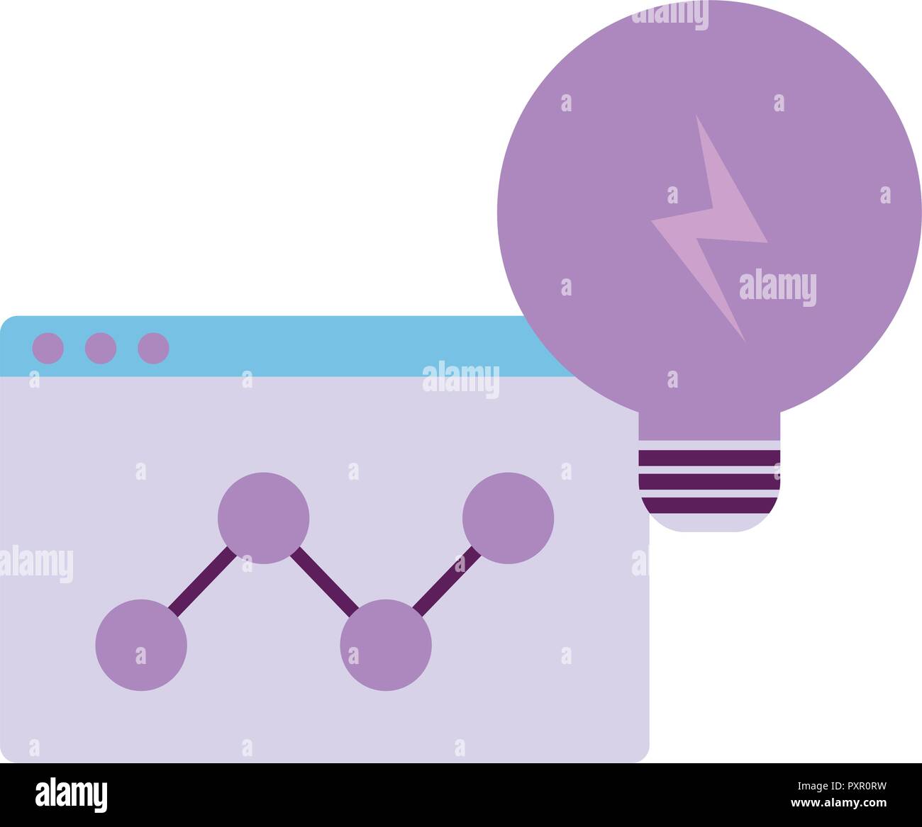 light bulb and web interface over white background, vector illustration ...