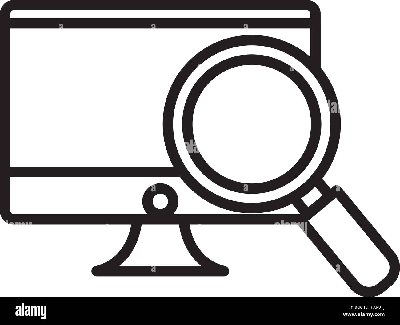 computer and magnifying glass icon over white background, vector ...