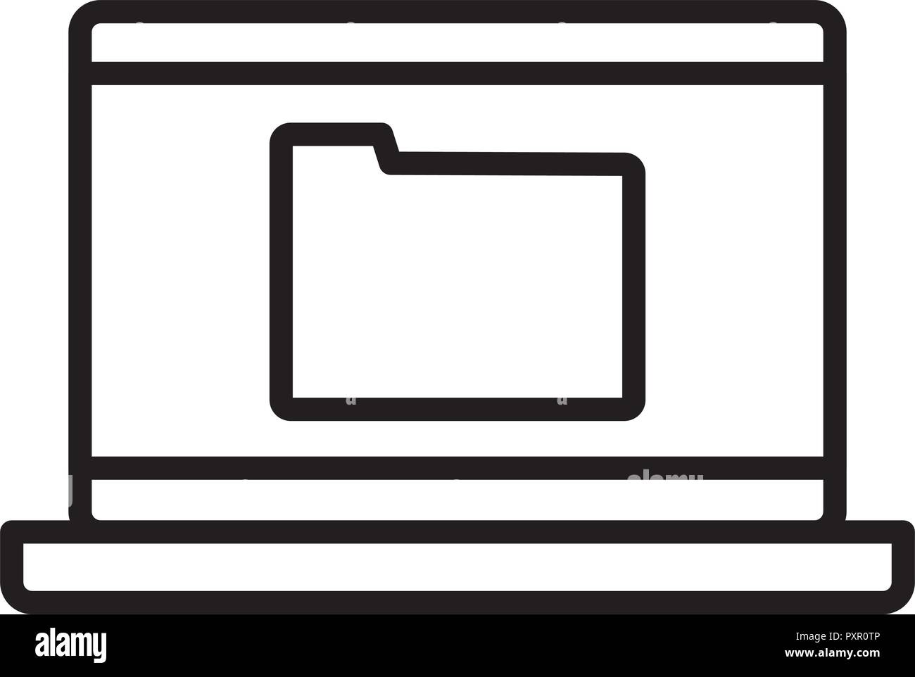 laptop computer with folder icon over white background, vector ...