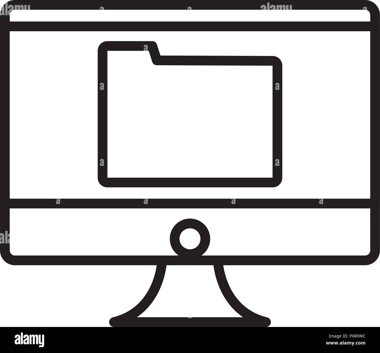 computer with folder icon over white background, vector illustration ...