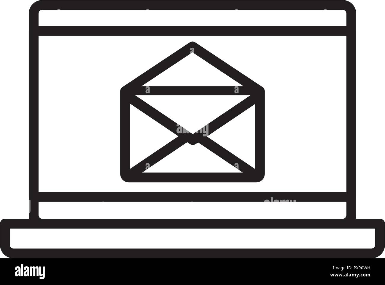 laptop computer with envelope icon over white background, vector ...