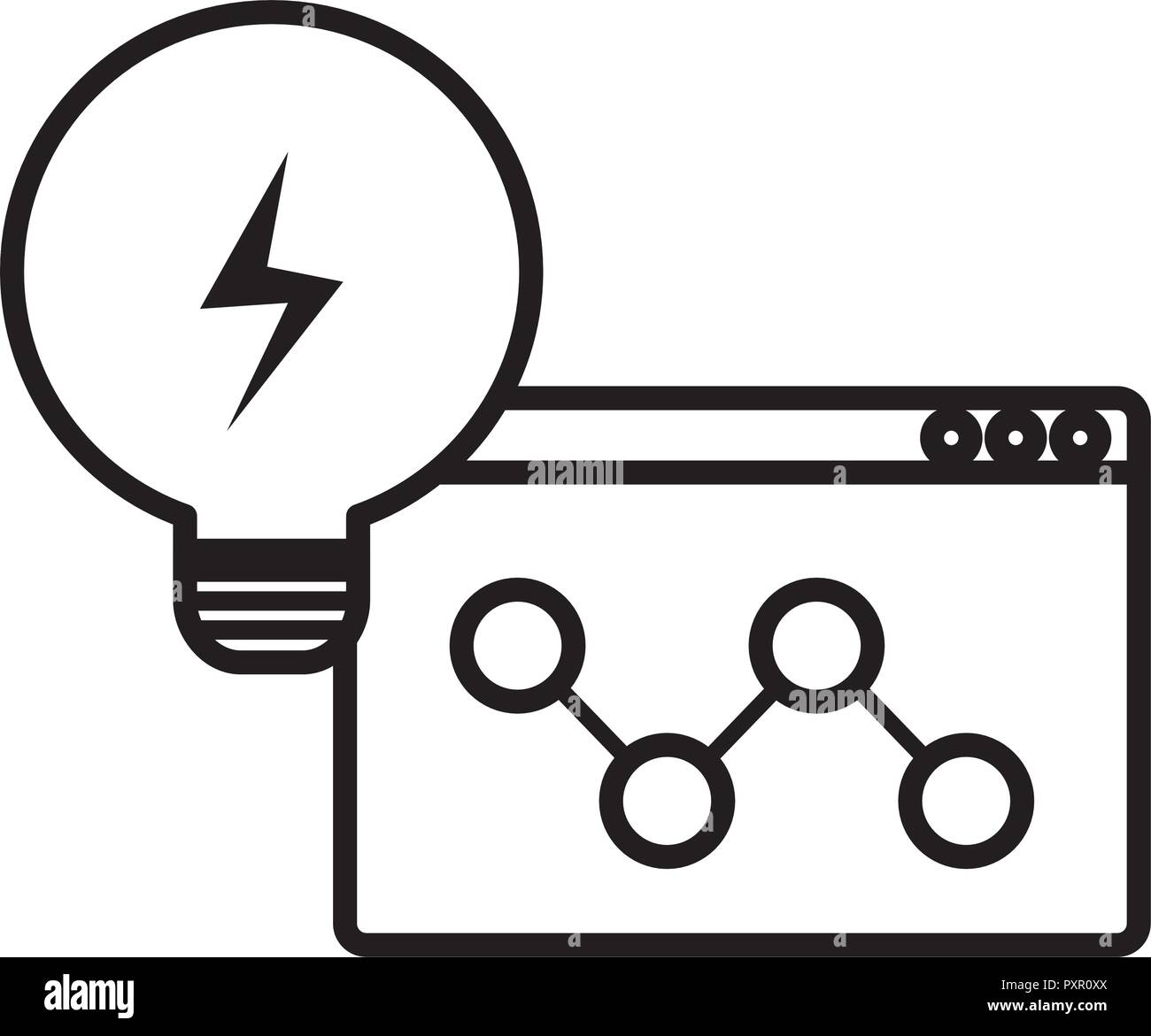 light bulb and web interface over white background, vector illustration ...