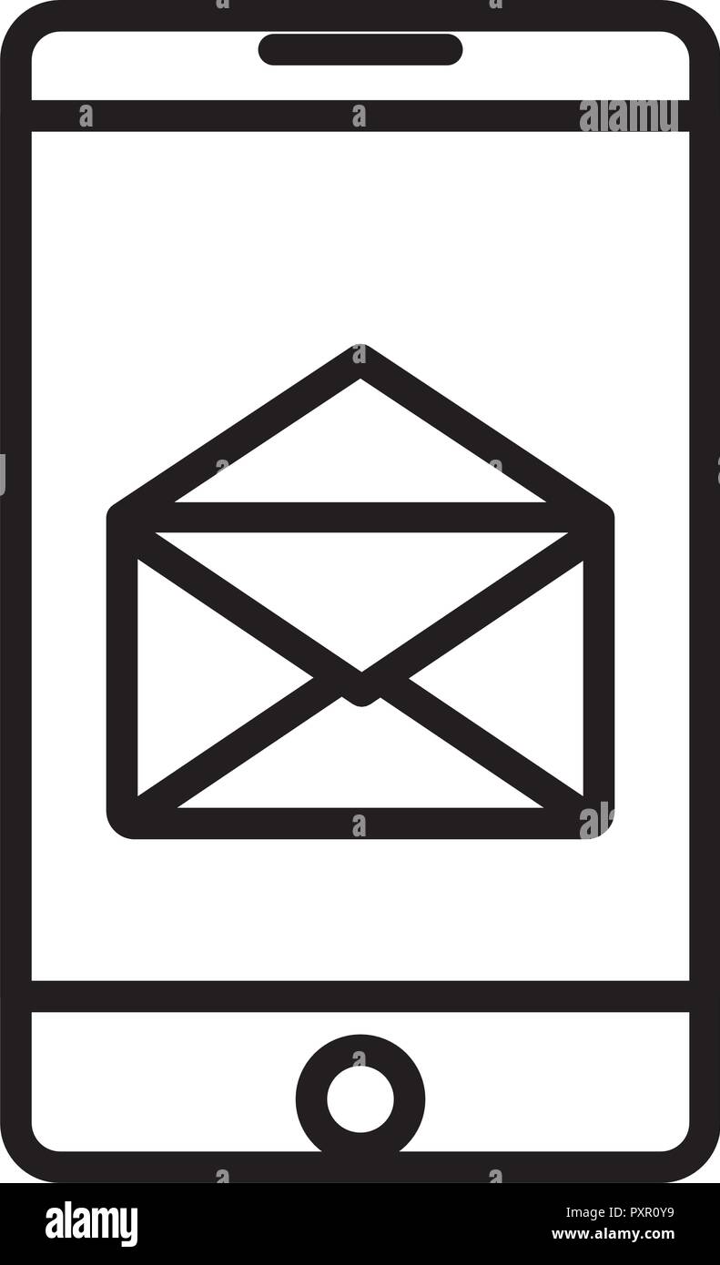 cellphone and envelope icon over white background, vector illustration ...