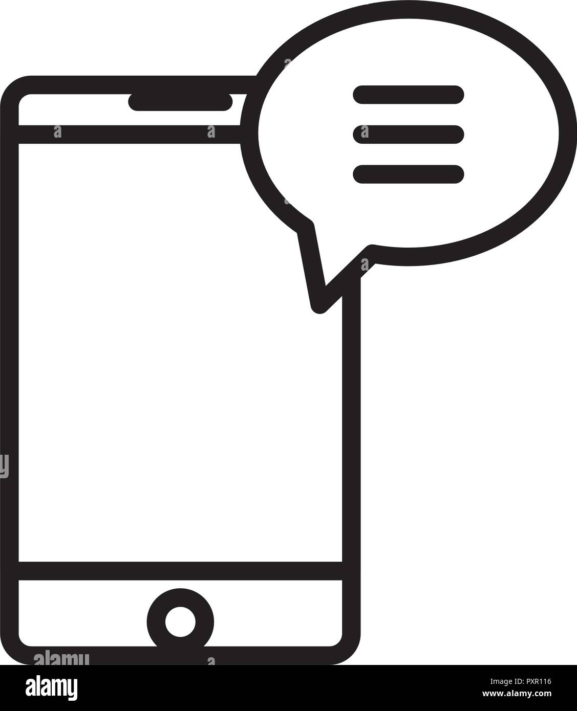 cellphone and speech bubble over white background, vector illustration ...