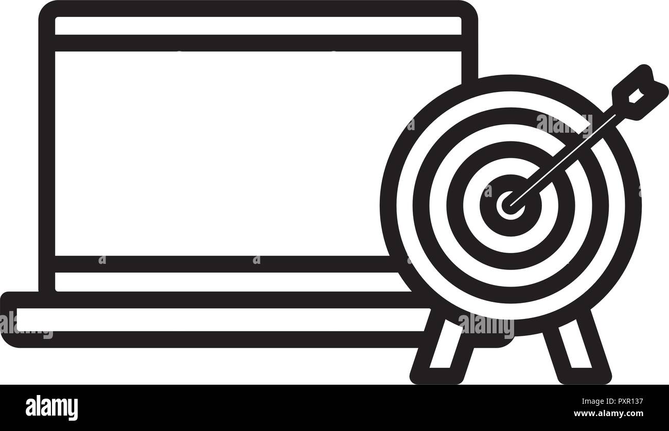 laptop computer and target over white background, vector illustration ...