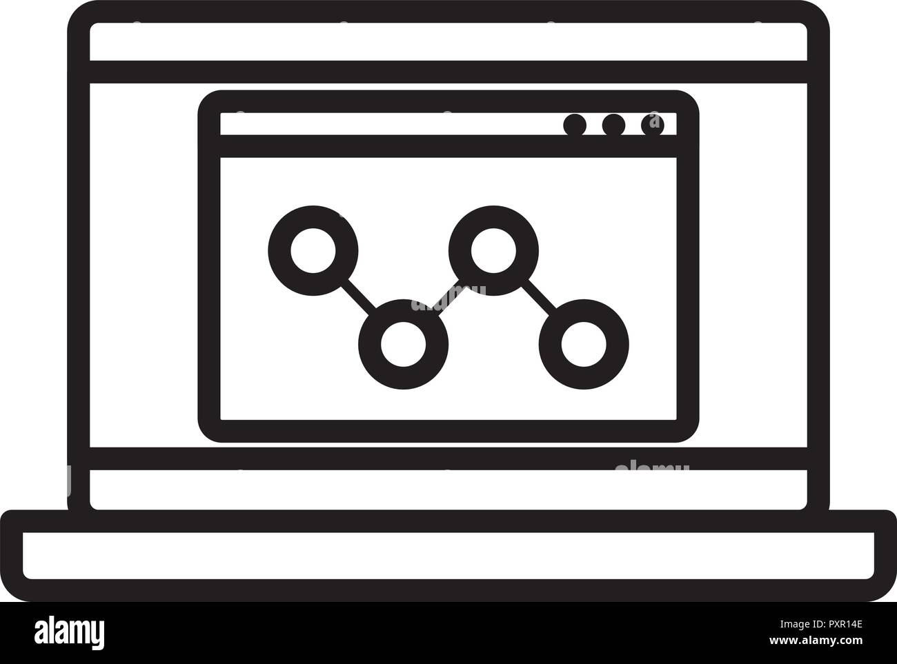 laptop computer and graphic chart over white background, vector ...