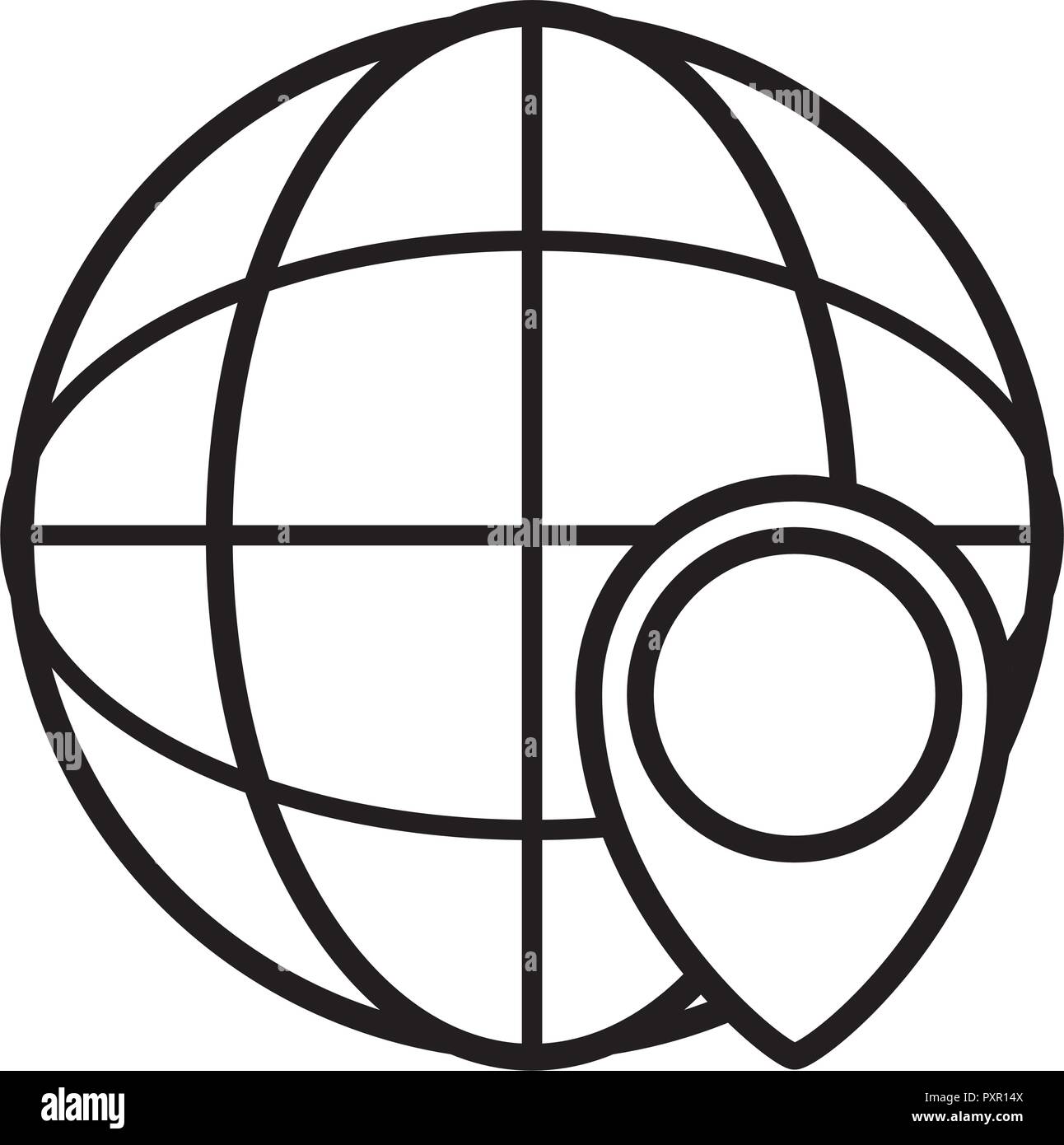 global sphere and location pin over white background, vector ...