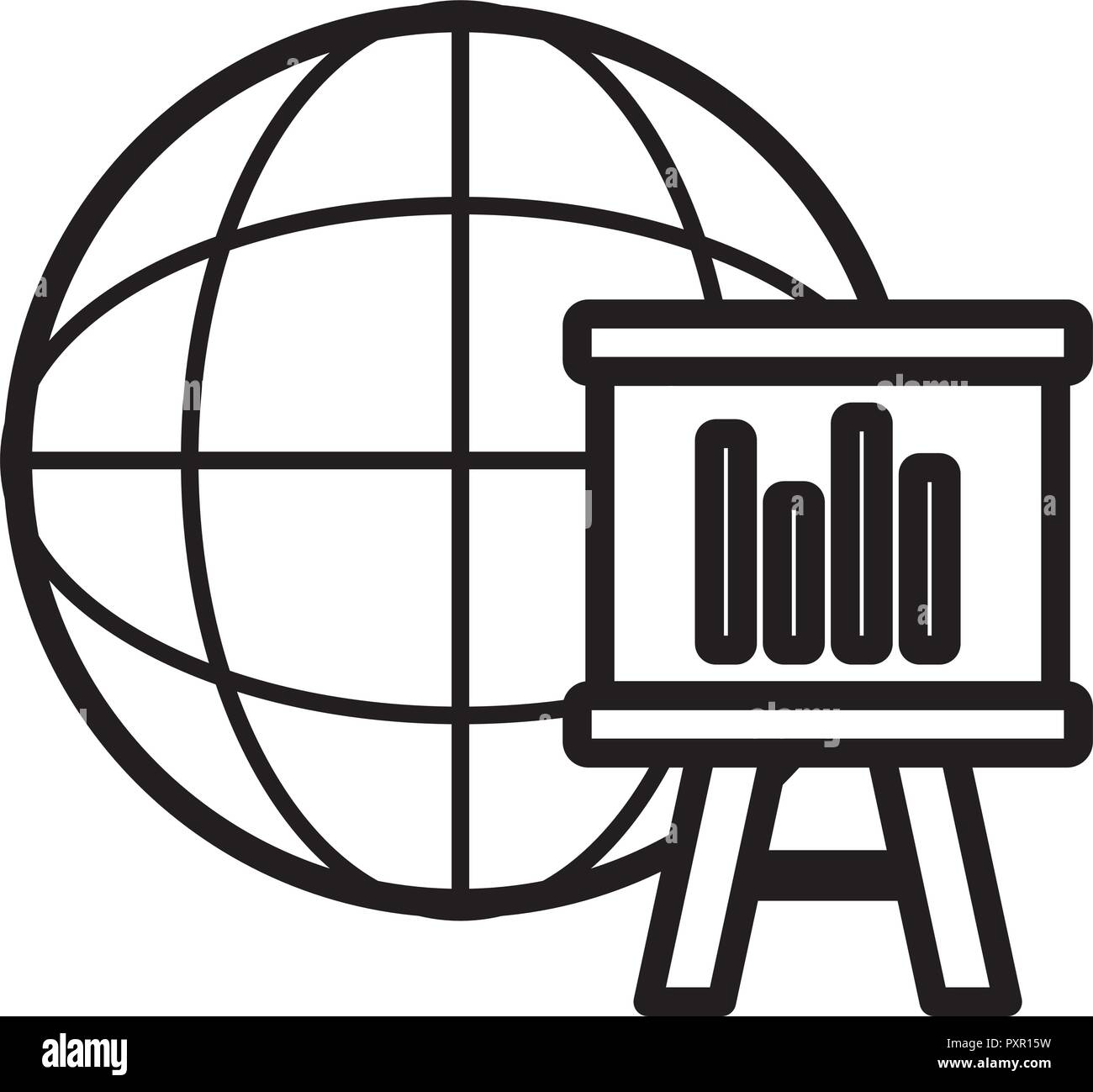 global sphere and graphic chart over white background, vector ...