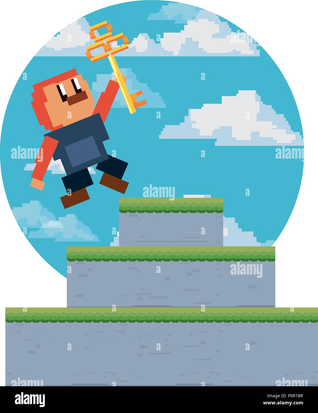 character holding key winner video game vector illustration Stock ...