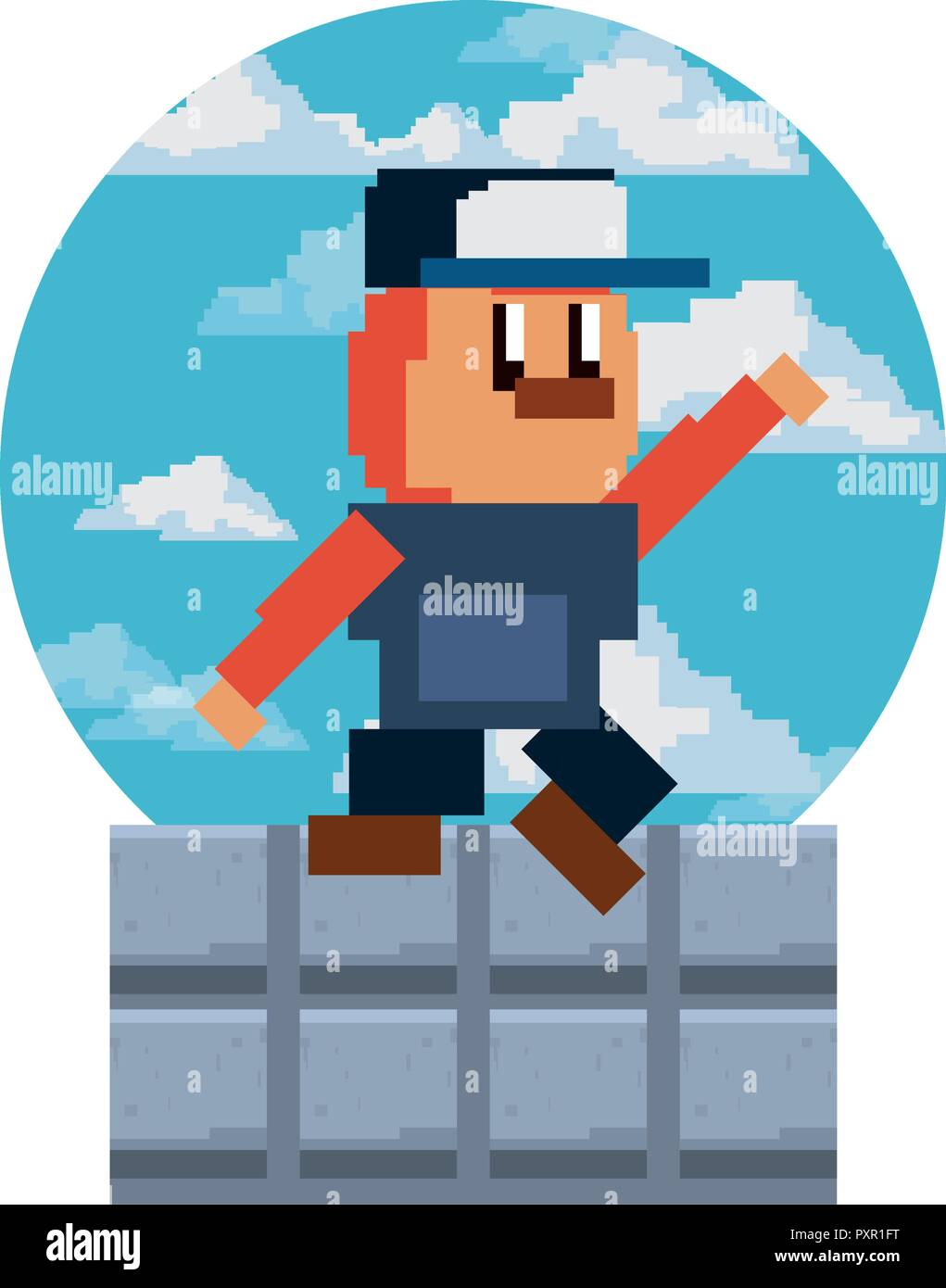 character on blocks level video game vector illustration Stock Vector ...