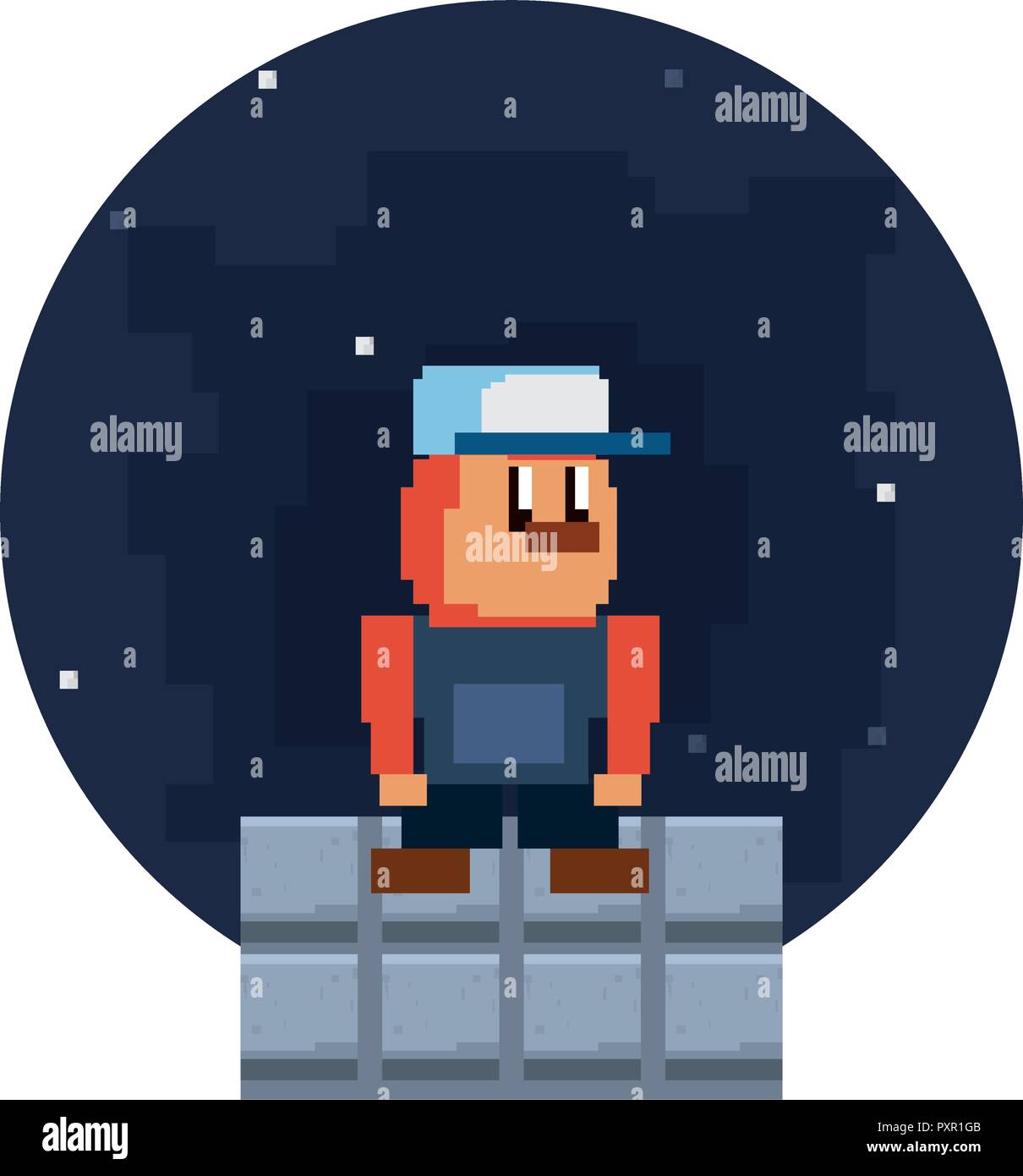 character sitting in wall video game vector illustration Stock Vector ...