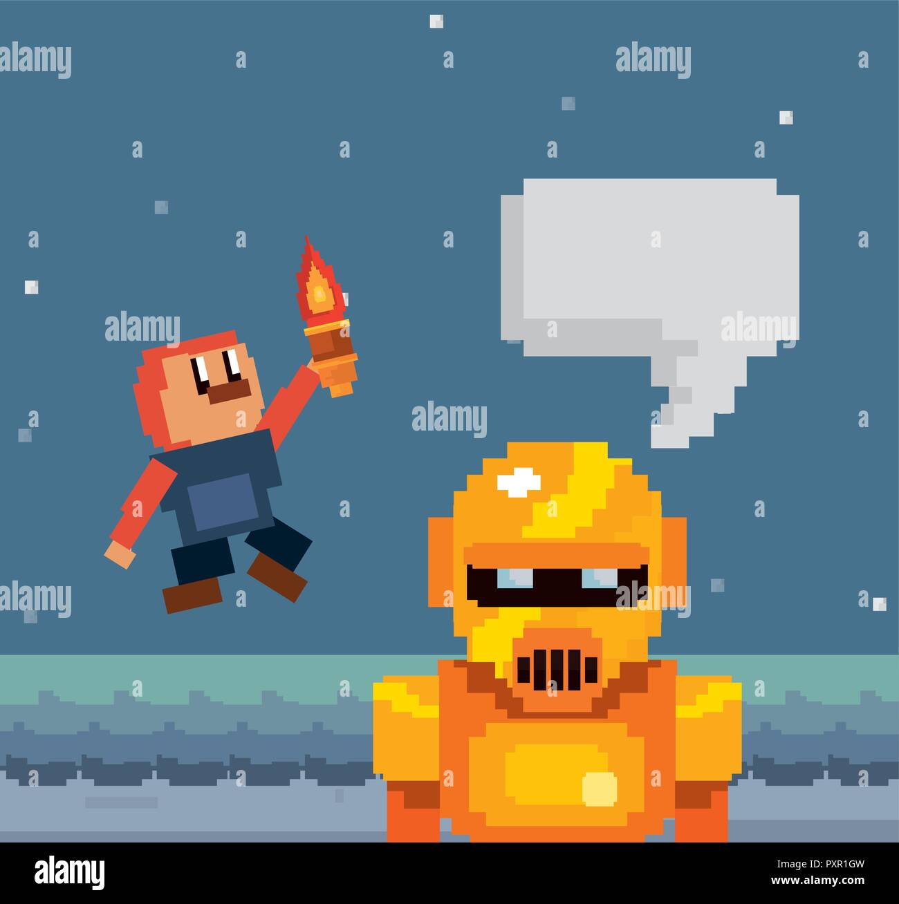 Pixelated robot Stock Vector Images - Alamy