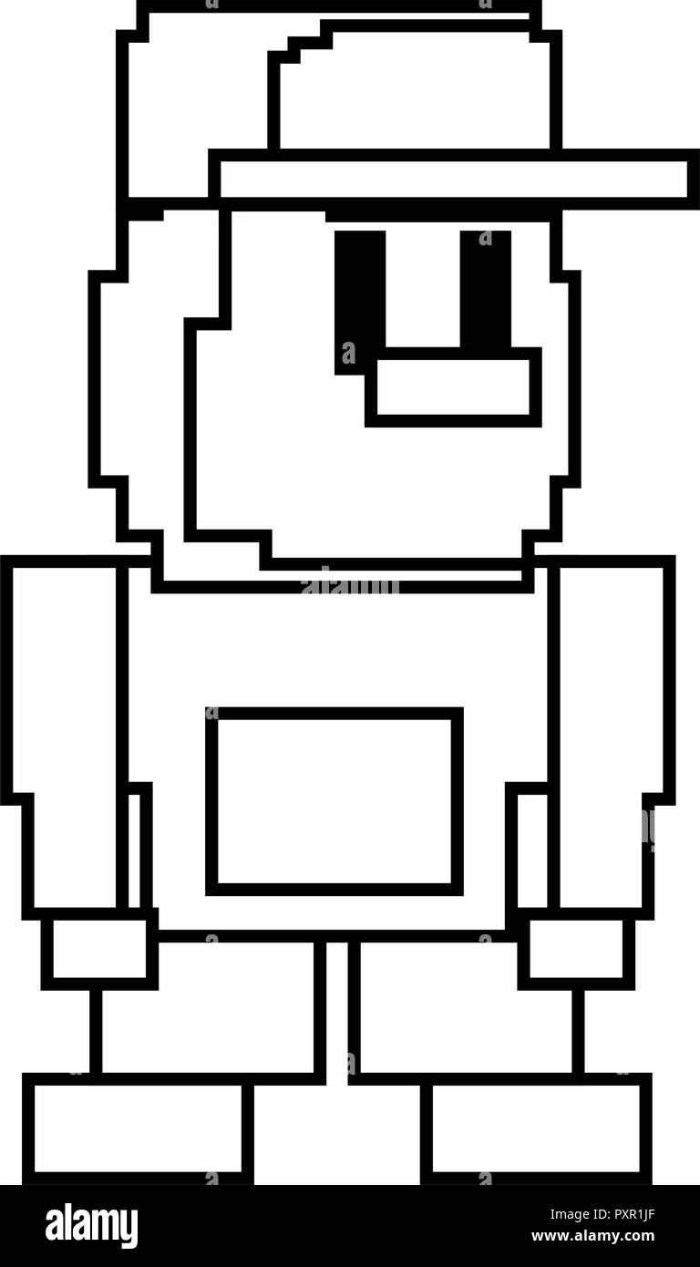 pixel video game character cartoon vector illustration Stock Vector ...