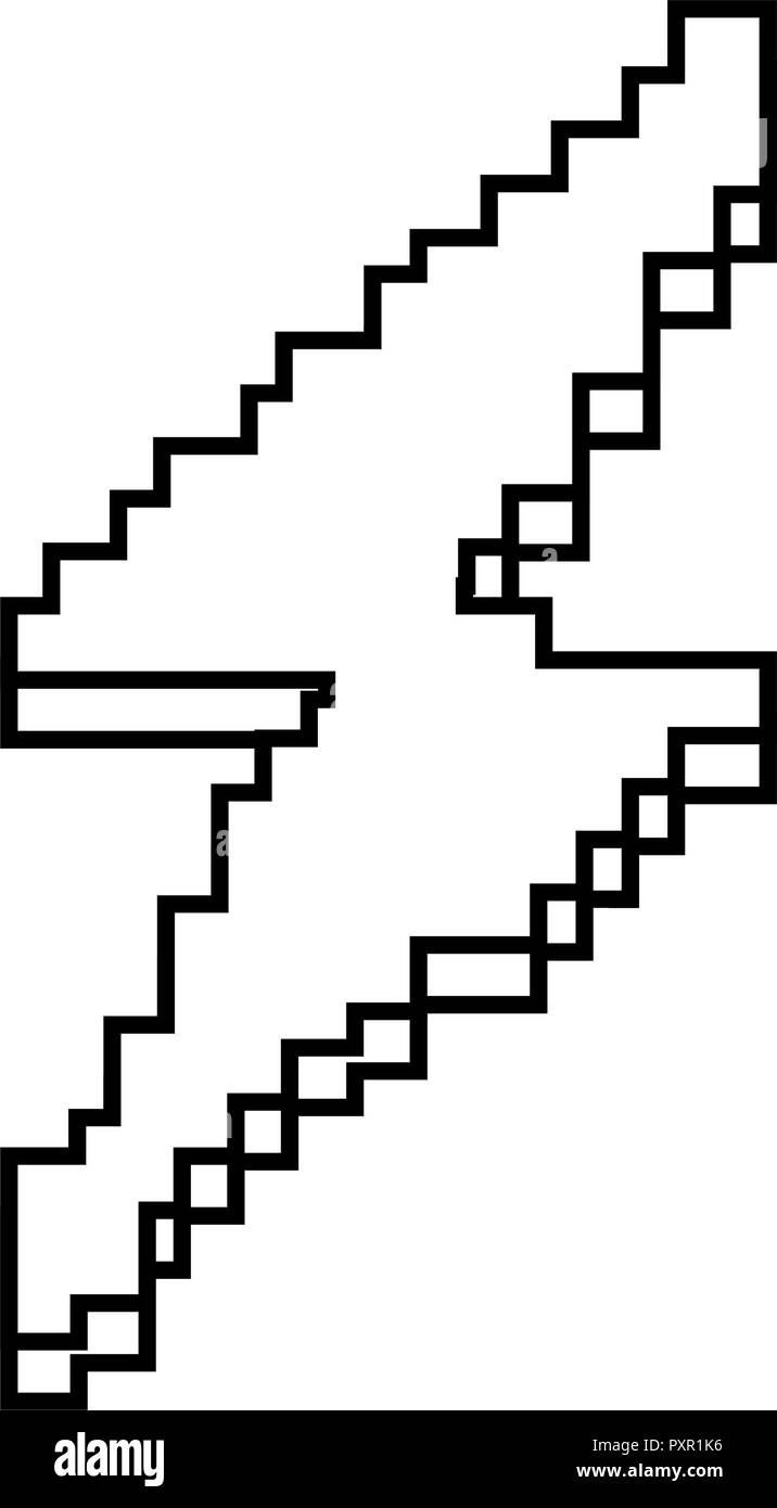pixel video game gold thunderbolt vector illustration Stock Vector ...