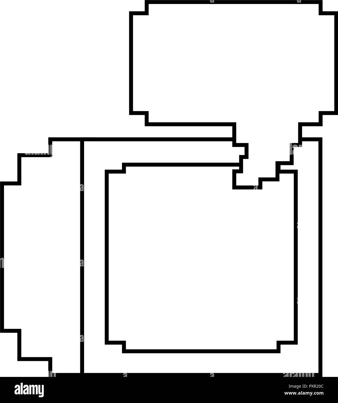 screen speech bubble pixel linear vector illustration Stock Vector ...