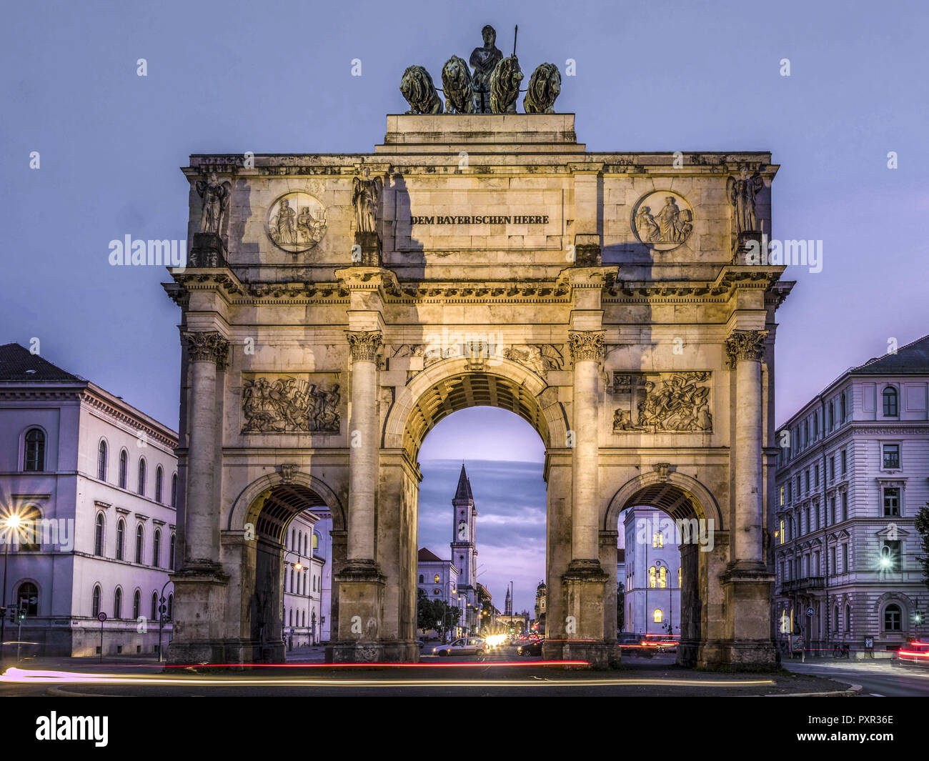 Siegestor in Munich at Night, Bavaria Stock Photo - Alamy