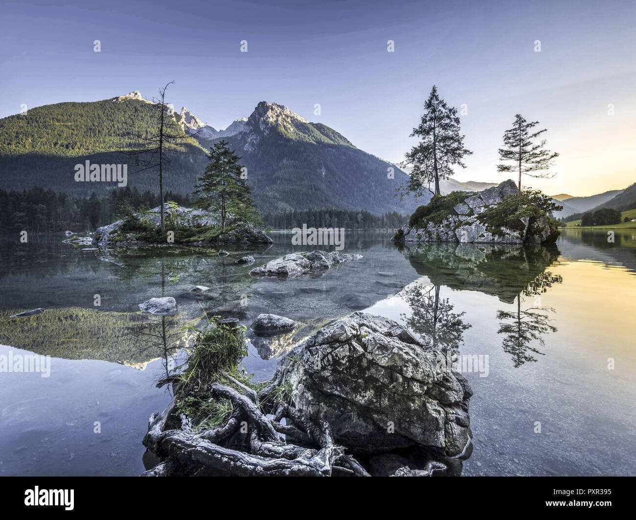 Hintersee Lake in the Berchtesgaden National Park, Bavaria Stock Photo ...