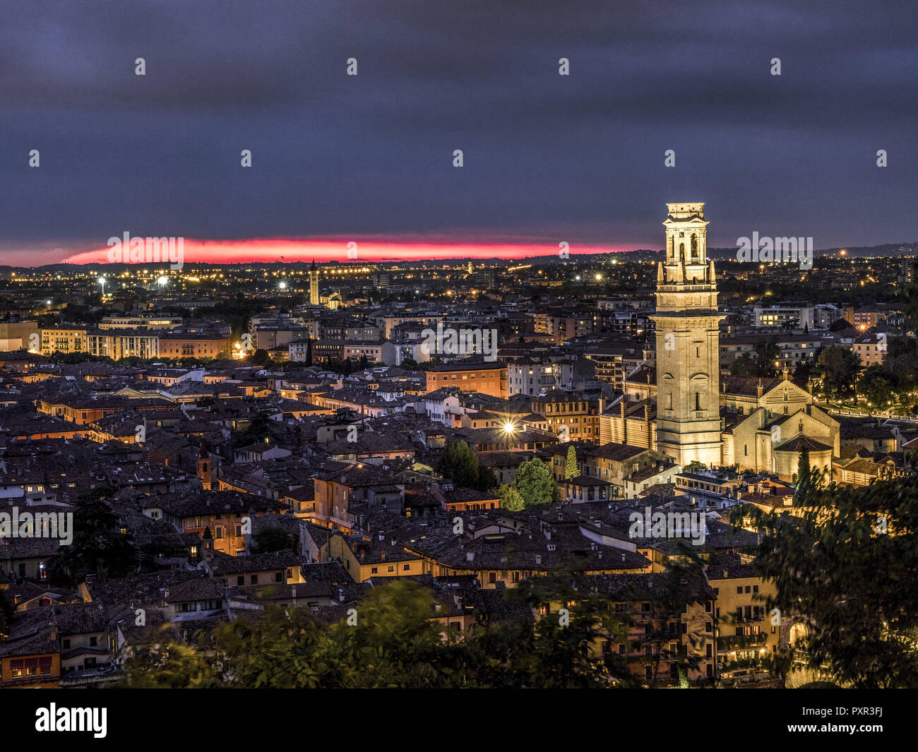 View of Verona by night, Italy Stock Photo - Alamy