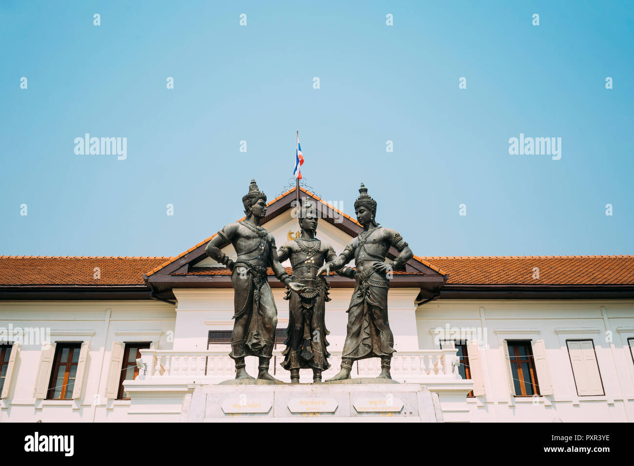 Thailand, Chiang Mai, Three Kings Monument in the city center Stock ...