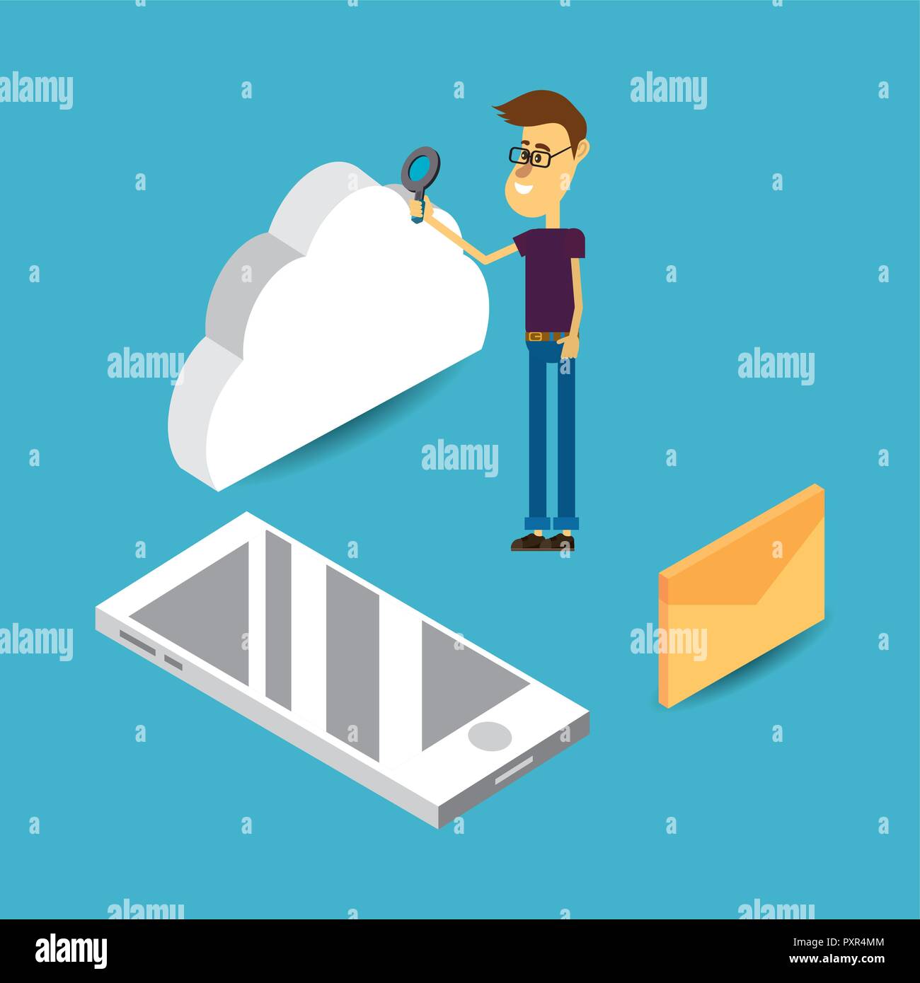 cloud storage cartoon Stock Vector Image & Art - Alamy