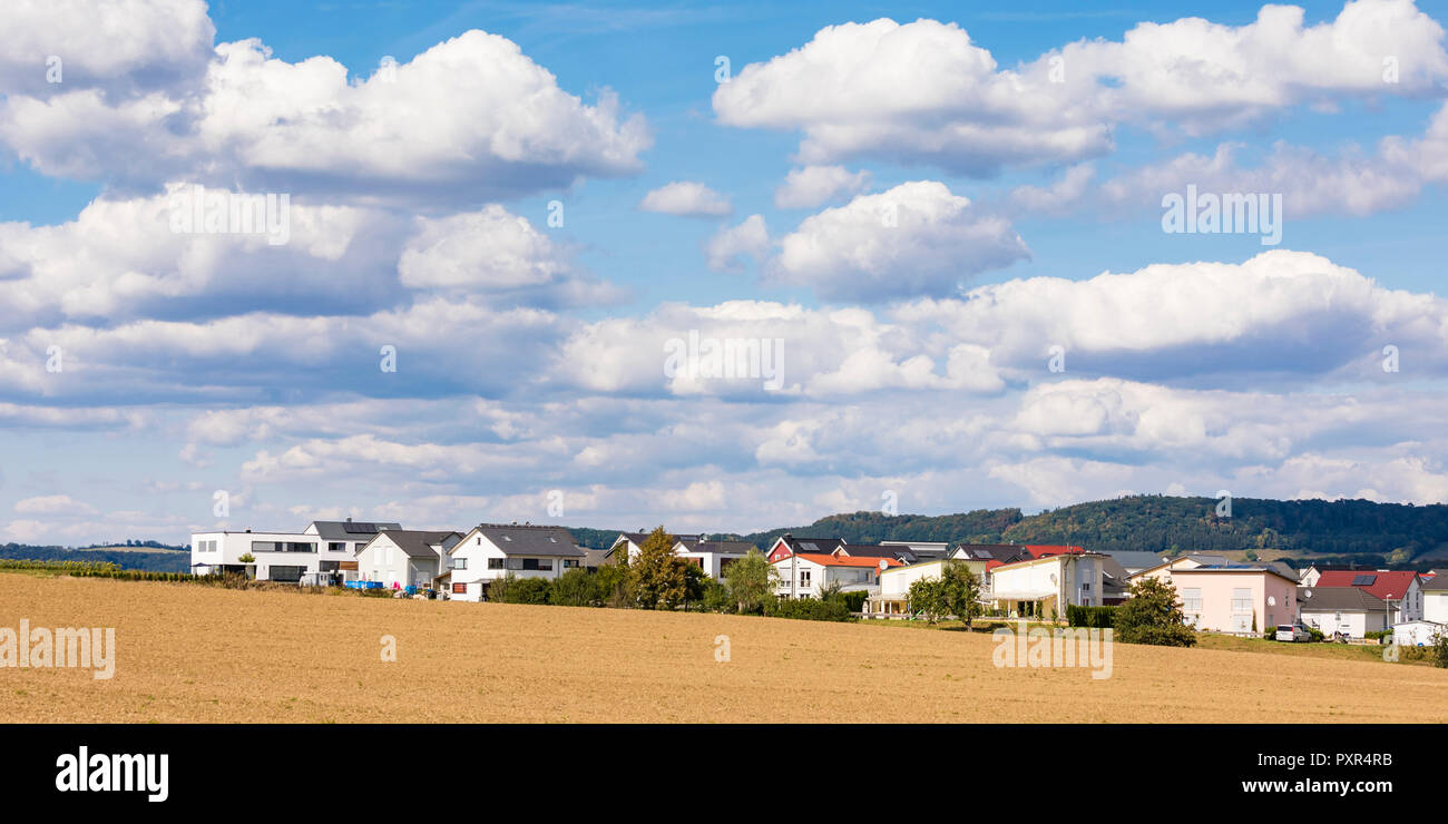 Germany, Baden-Wuerttemberg, Suessen, panoramic view of field and ...